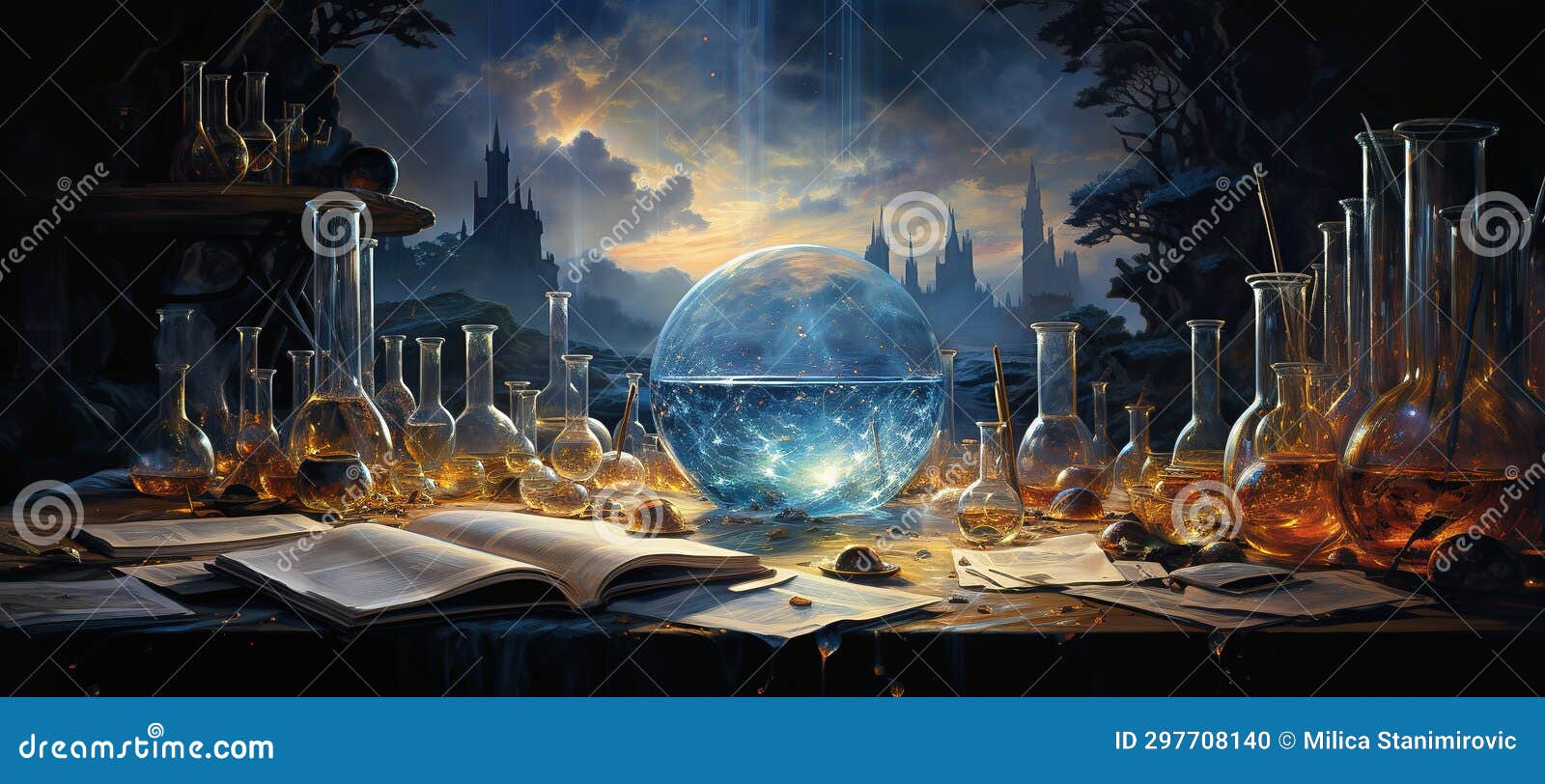 The Vessel of Wisdom: a Giant Orb of Secrets and Knowledge Stock ...