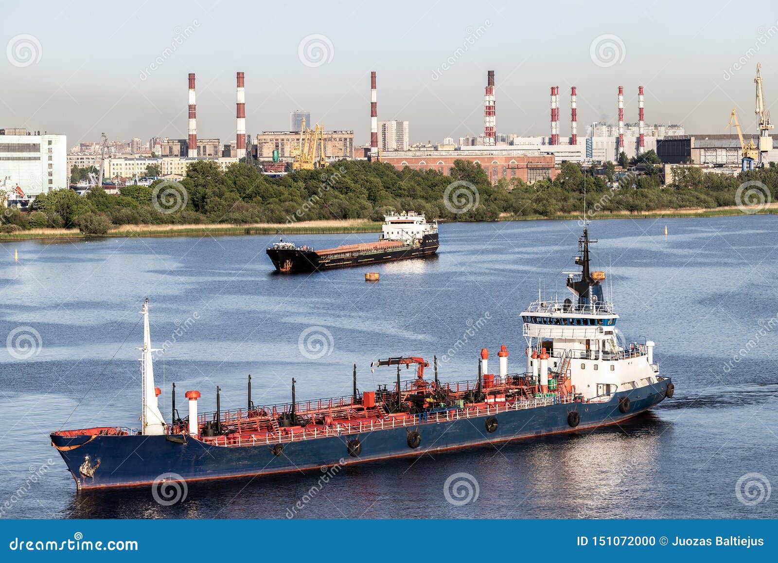Vessels Approaching the Port.Ships in the Port Waters. Stock Photo ...