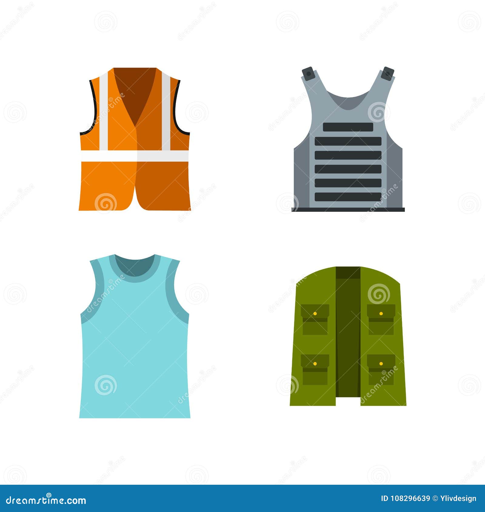 Vest icon set, flat style stock vector. Illustration of modern - 108296639