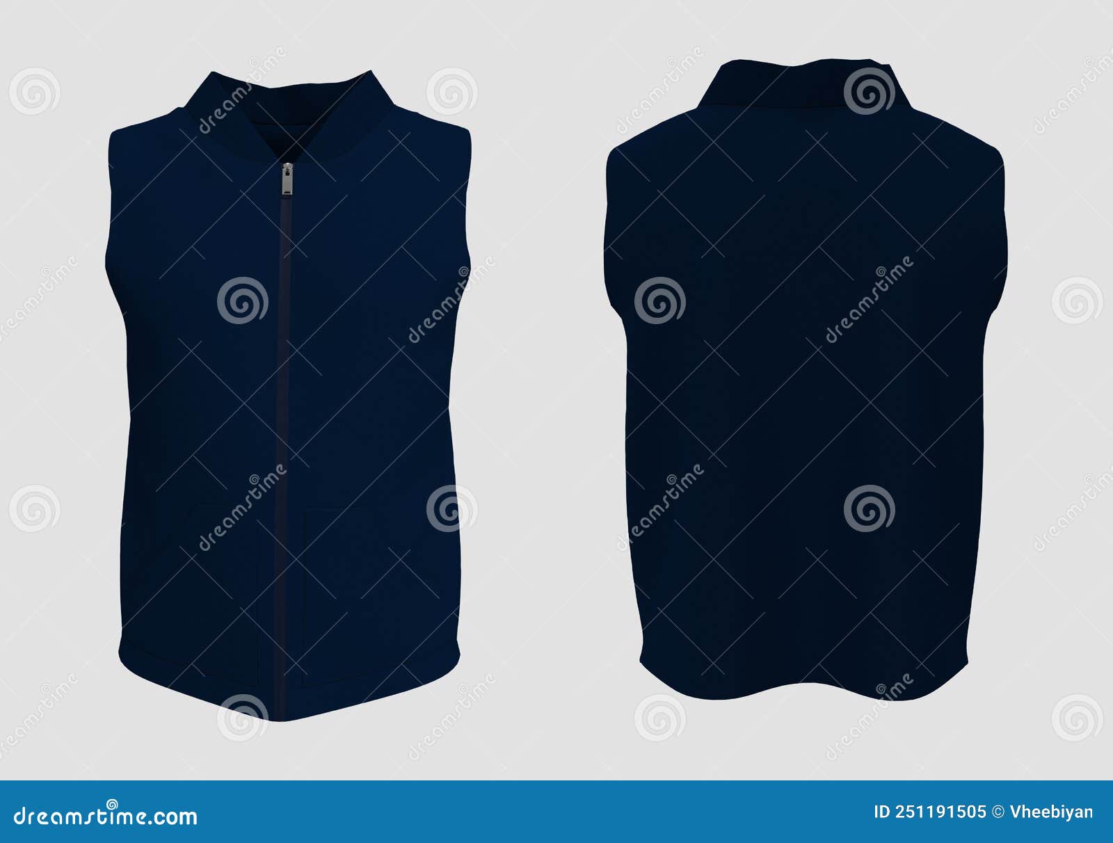 Vest Jacket Mockup Front and Back Views Stock Illustration ...