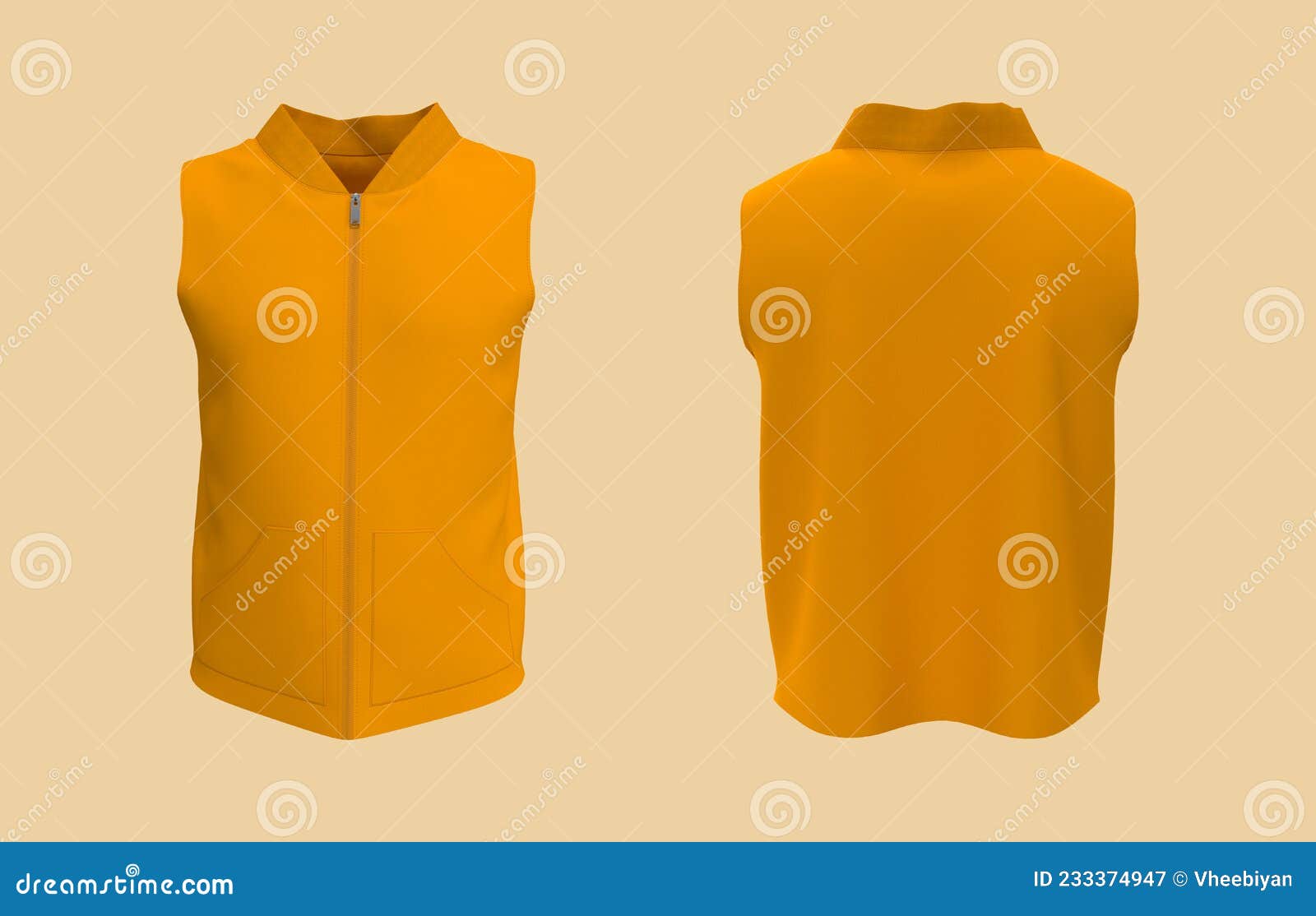 Vest Jacket Mockup Front and Back Views Stock Illustration ...