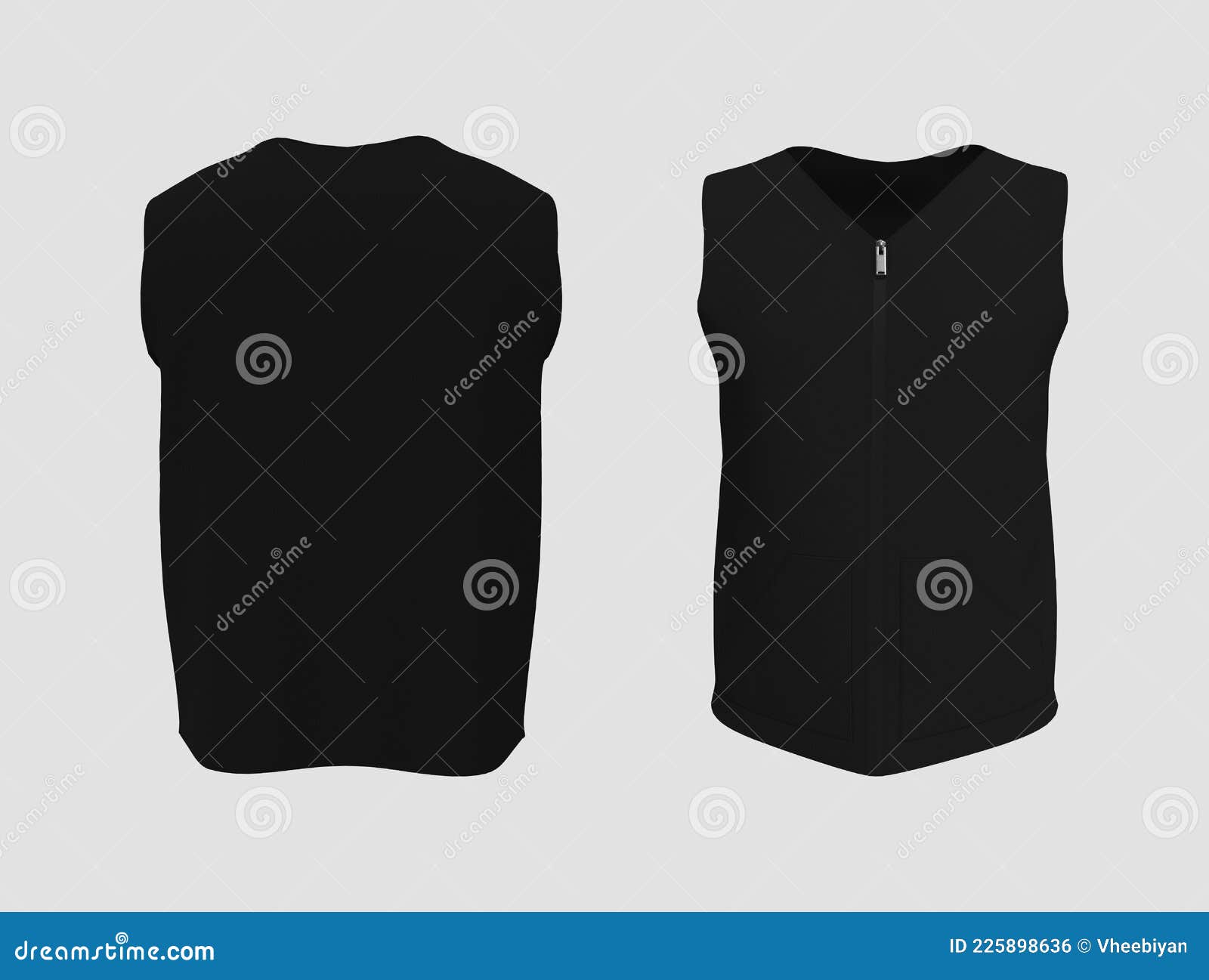 Vest Jacket Mockup Front and Back Views, 3d Illustration Stock ...