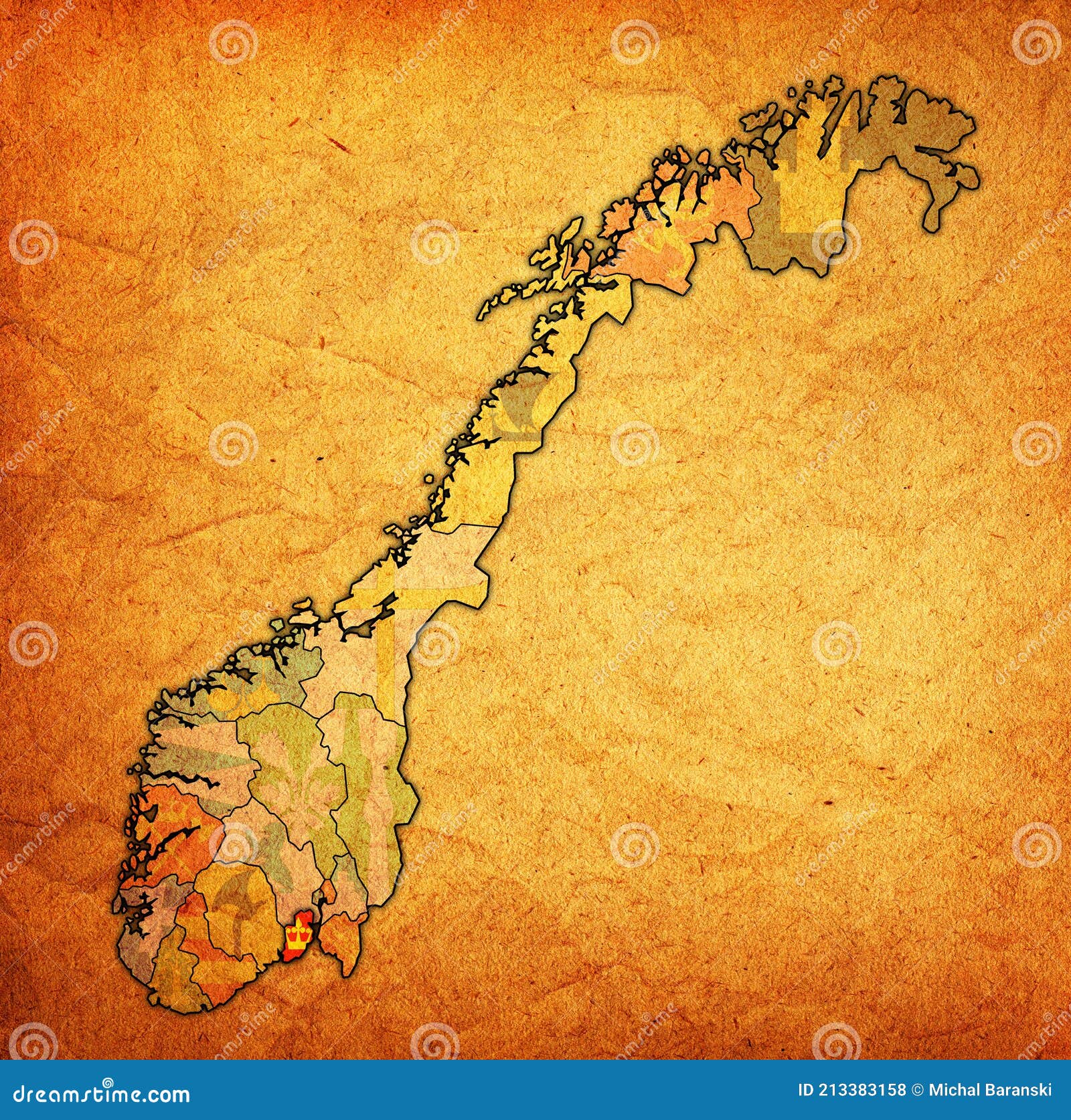 Vestfold Region on Administration Map of Norway Stock Illustration ...