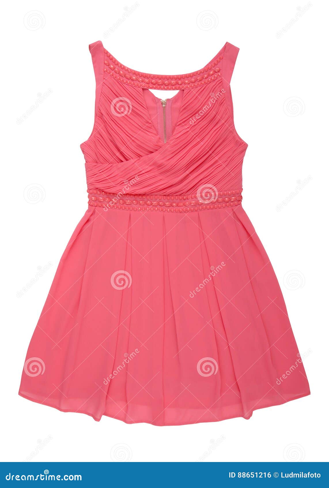 Vestito Chiffon Rosa Con Le Perle Fotografia Stock - Immagine di abito ...