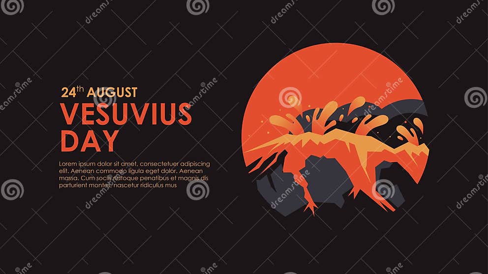 Vesuvius Day Banner Template Vector Stock Vector - Illustration of fire ...