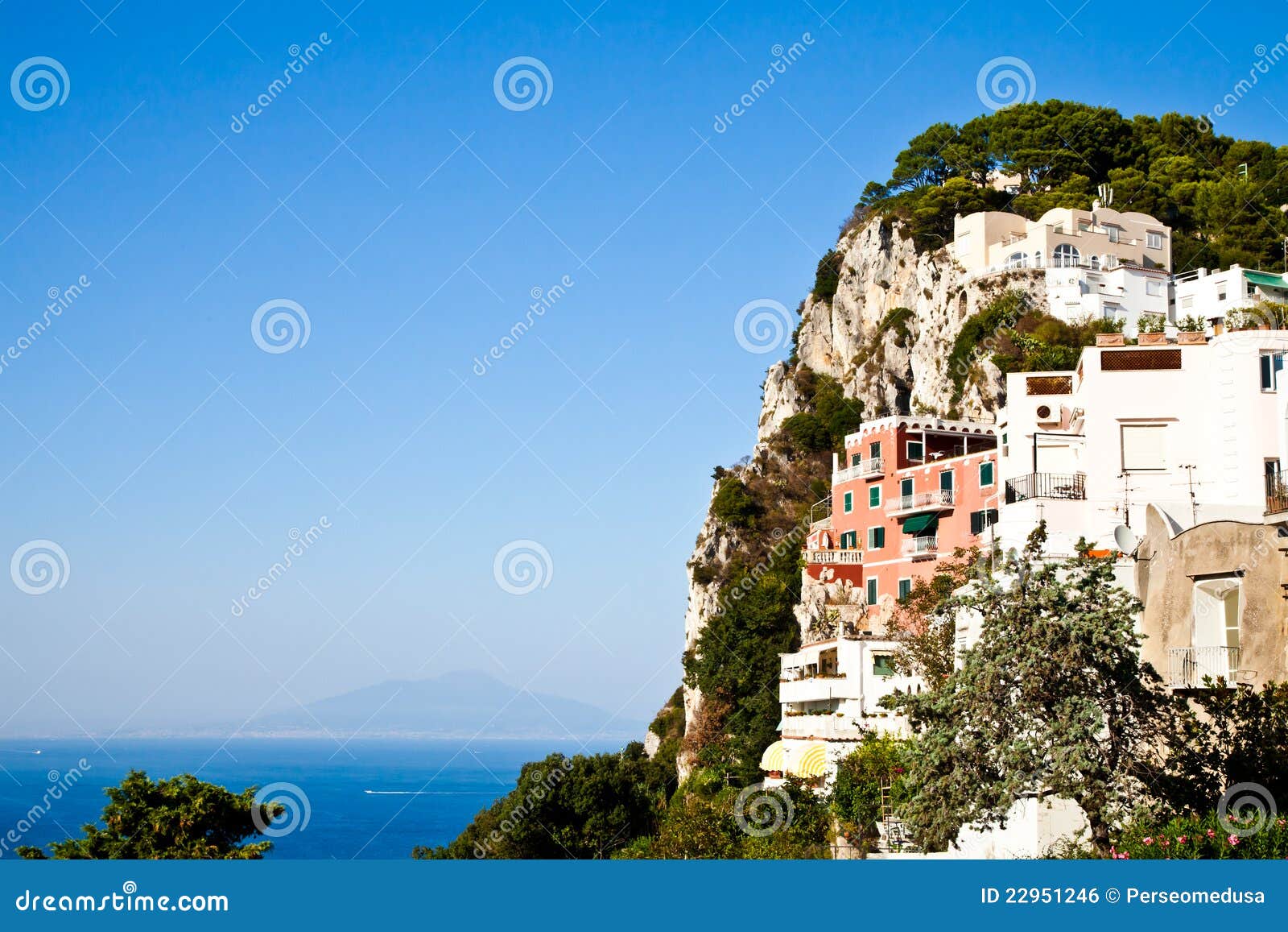 Vesuvius Volcano from Capri Isle Stock Photo - Image of town, tourist ...