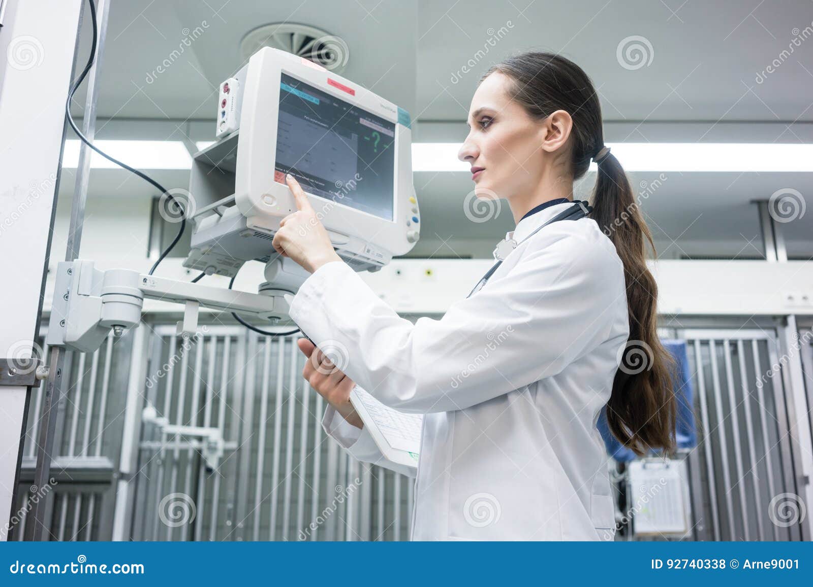 Vet Checking Screen in Intensive Care Unit of Pet Clinic Stock Photo ...