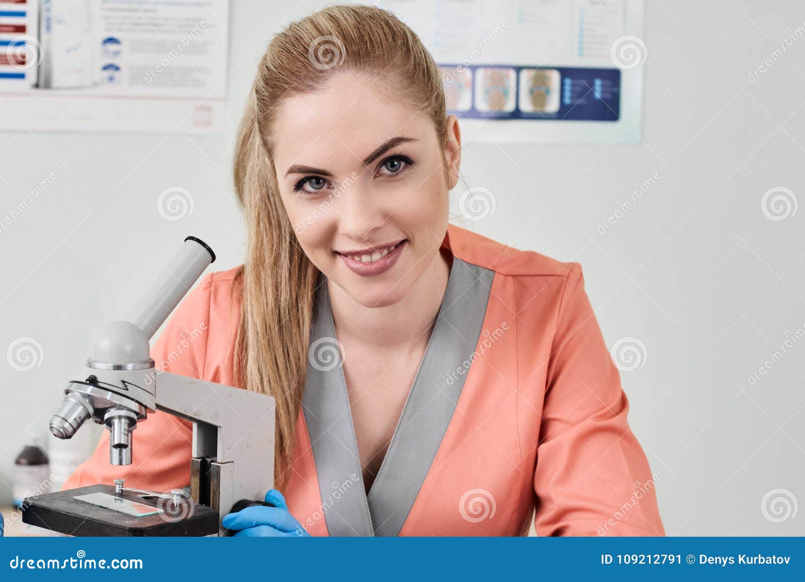 Vet doctor with microscope stock image. Image of help - 109212791