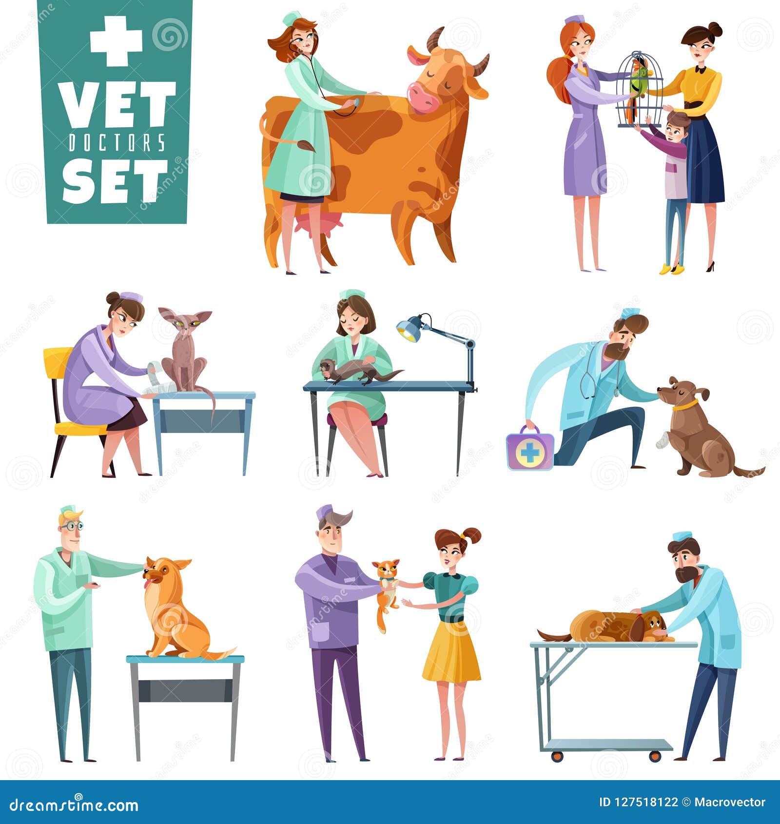 Vet Doctors And Animals Set Vector Illustration | CartoonDealer.com ...