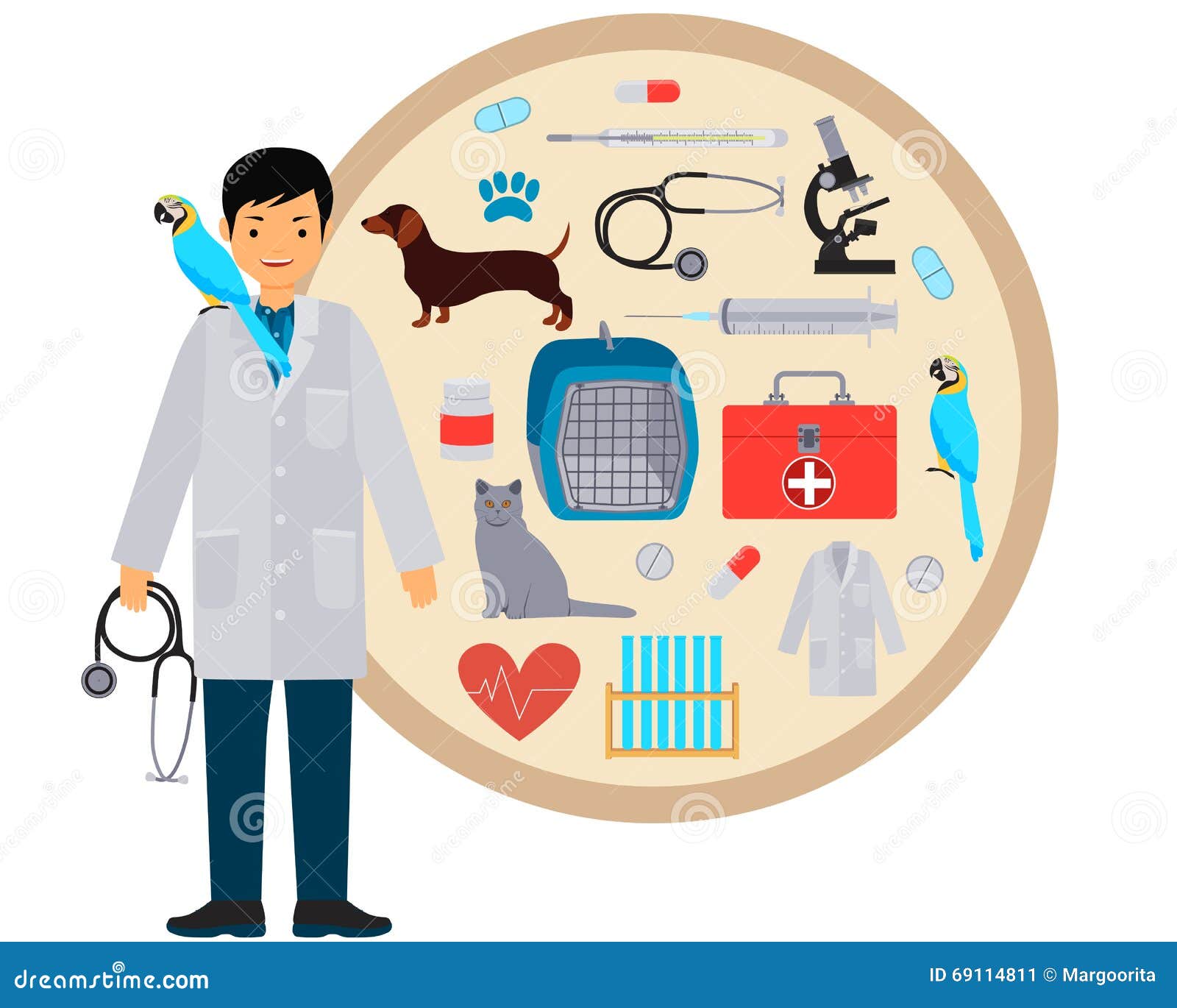 Vet stock vector. Illustration of heart, footprint, cartoon - 69114811