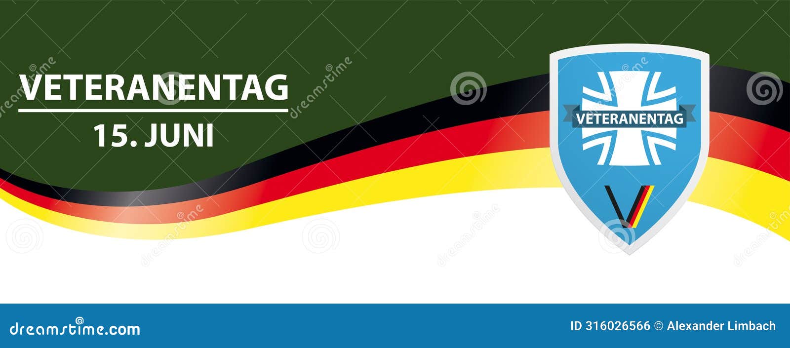 Veteranentag 15 Juni German Flag Shield Header Stock Vector ...