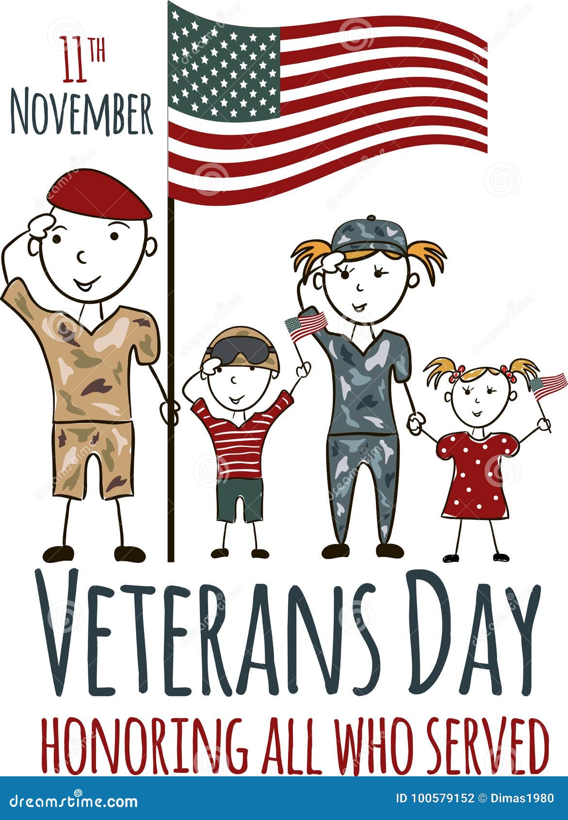 Veterans Day Greeting Card with Kids Stock Vector - Illustration of ... Veterans Day Greeting Card with Kids Stock Vector - Illustration of ...