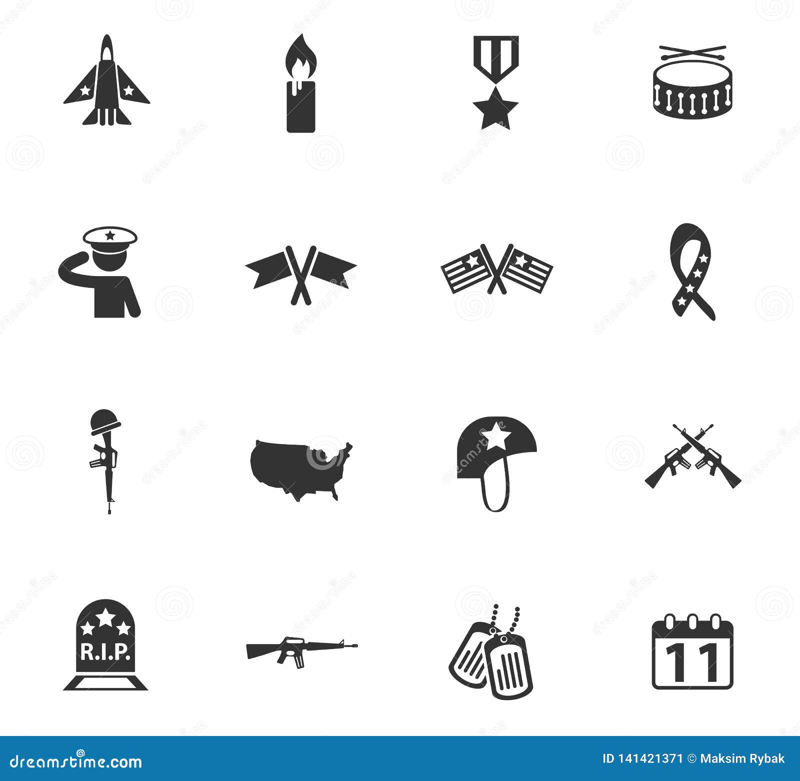 Veterans day icon set stock vector. Illustration of veterans - 141421371