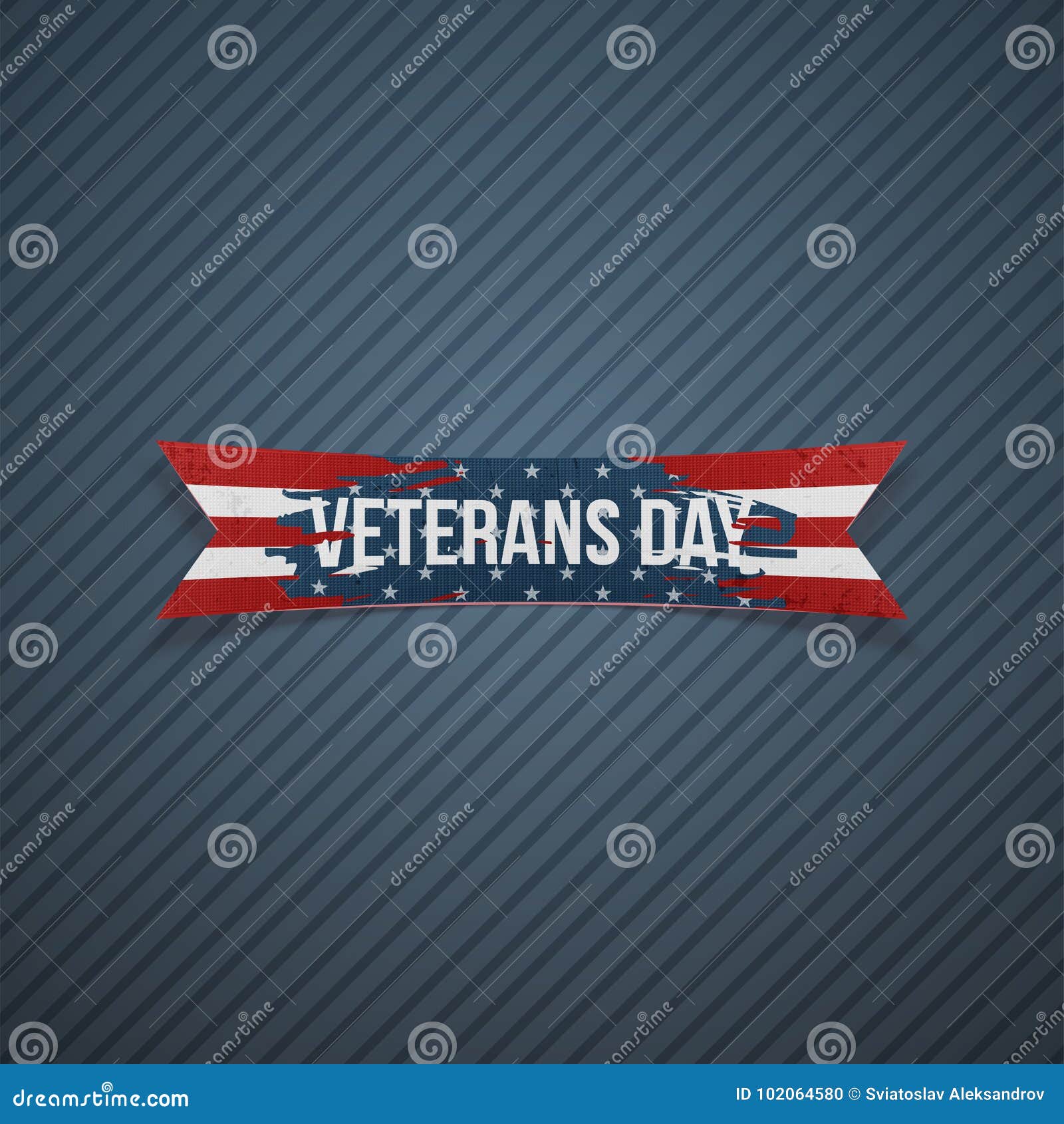 Veterans Day Realistic Bent Textile Ribbon Stock Vector - Illustration ...