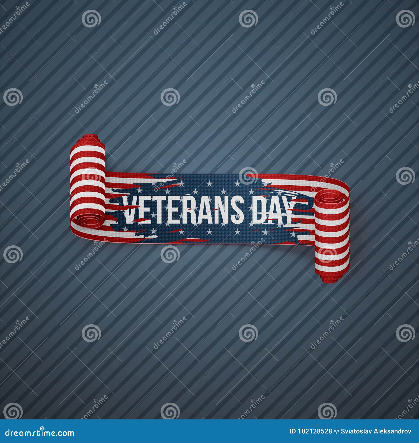 Veterans Day Realistic Curved Textile Ribbon Stock Vector ...