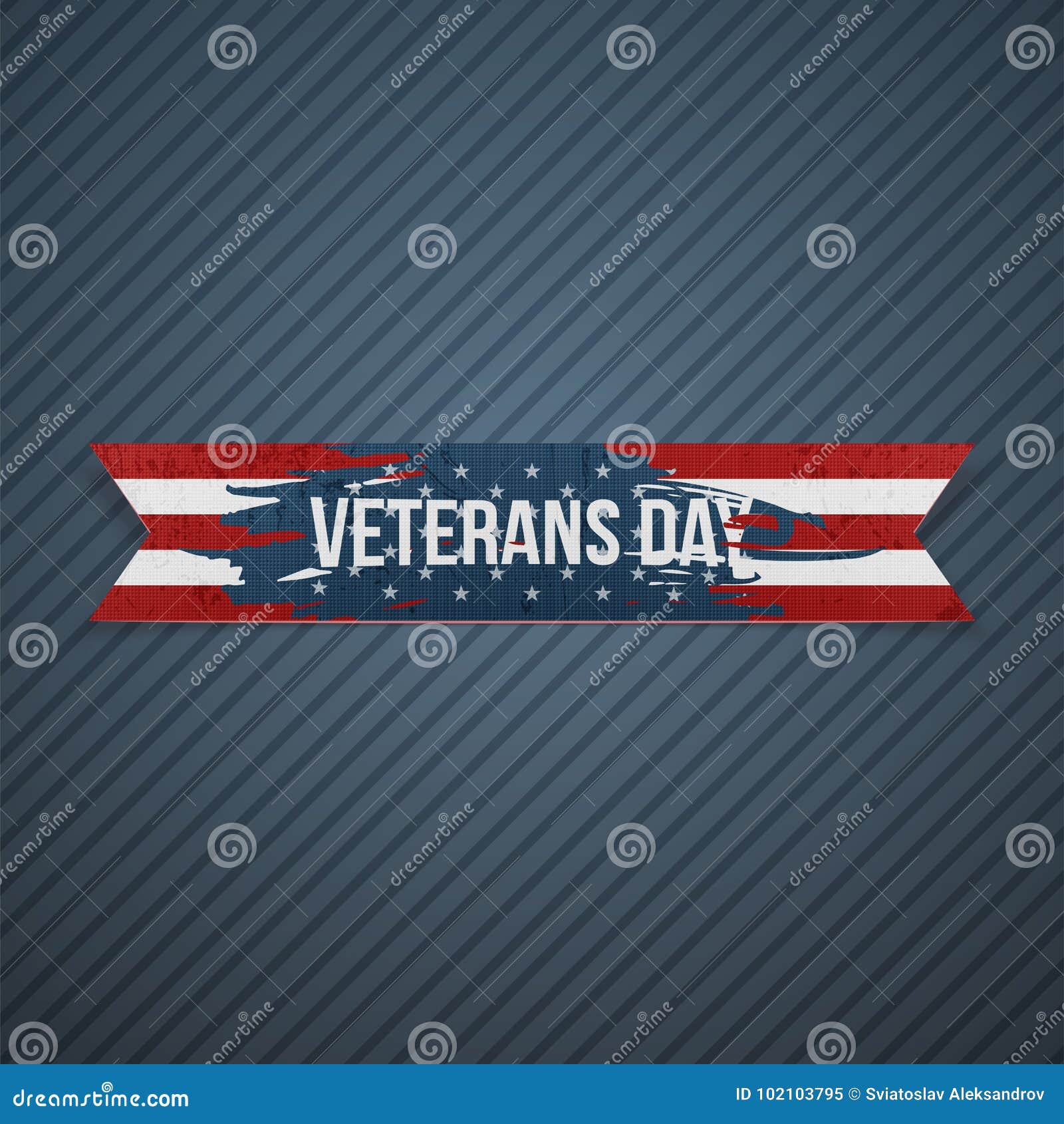 Veterans Day Realistic Textile Ribbon Stock Vector - Illustration of ...