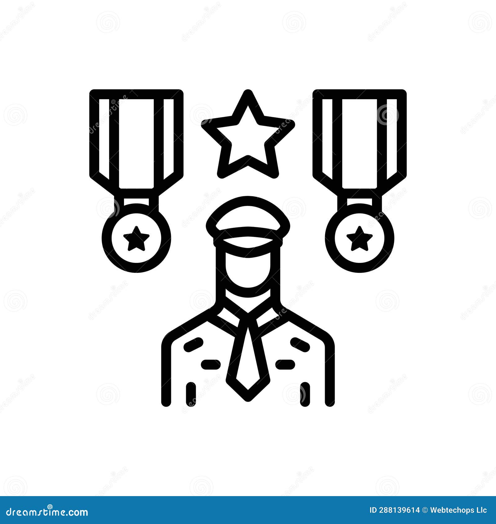 Black Line Icon for Veterans, Military and Officer Stock Illustration ...