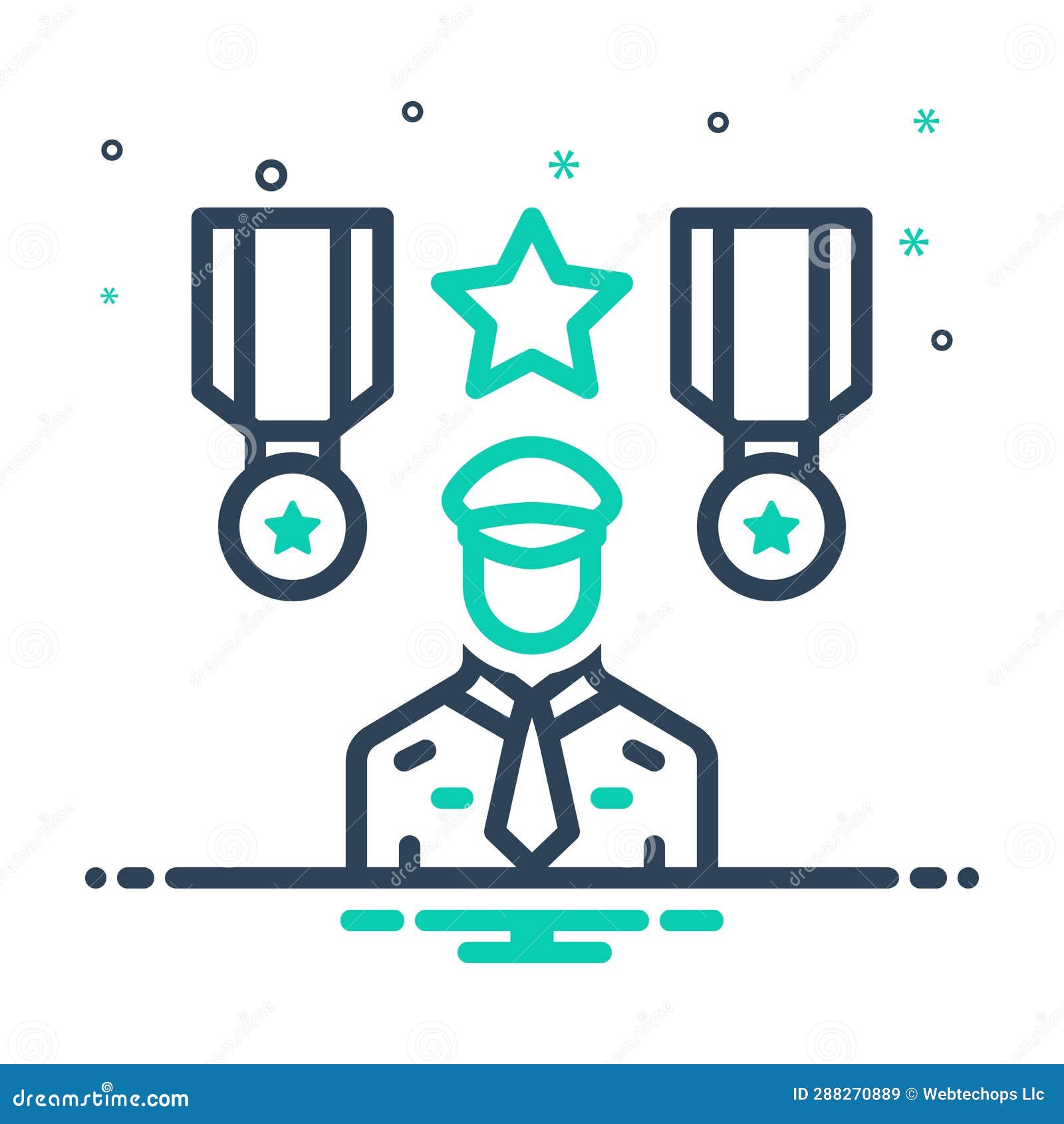 Mix Icon for Veterans, Military and Officer Stock Vector - Illustration ...
