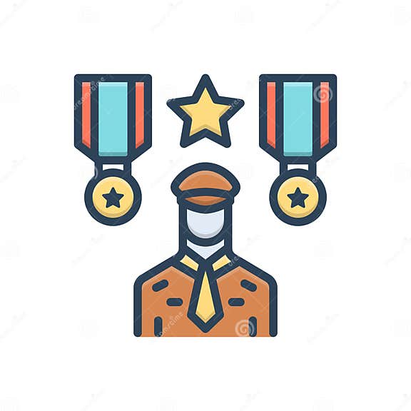 Color Illustration Icon for Veterans, Military and Solider Stock ...