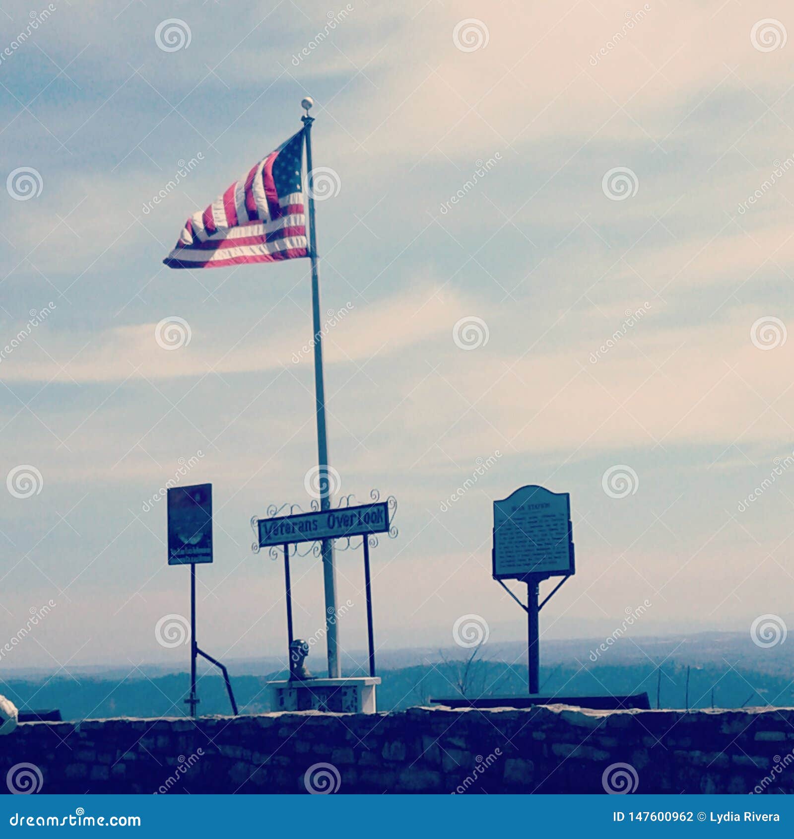 Veterans Overlook in Tennessee 2 with Flag Standing Tall Stock Photo ...