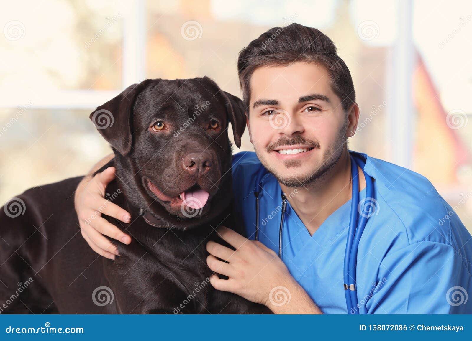 Veterinarian doc with dog stock photo. Image of happy - 138072086