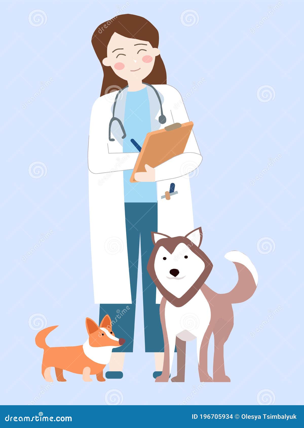 Veterinarian and Next To Stand Animals, Vector Chart Stock Vector ...