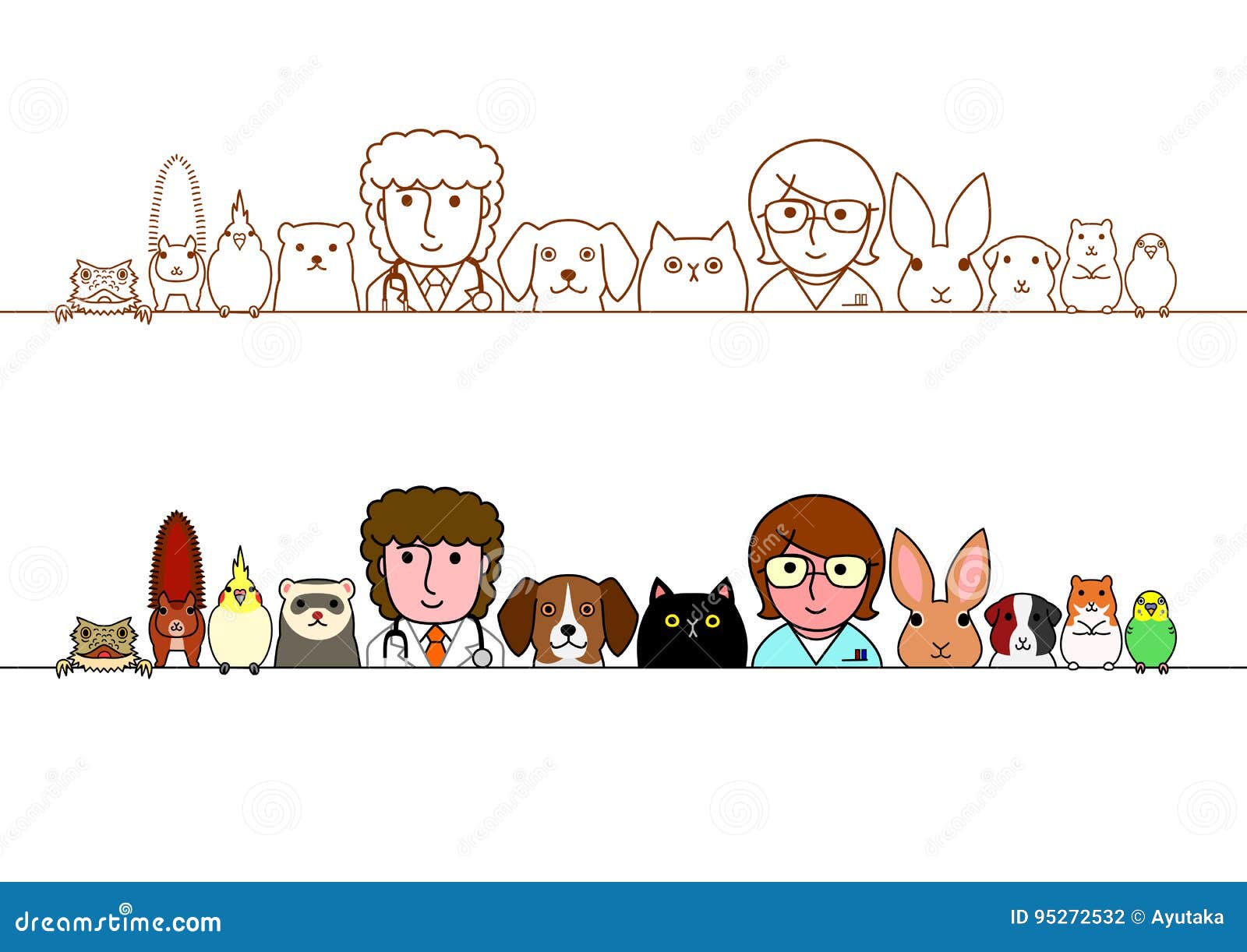 Pets Border Set With Silhouette Cartoon Vector | CartoonDealer.com ...