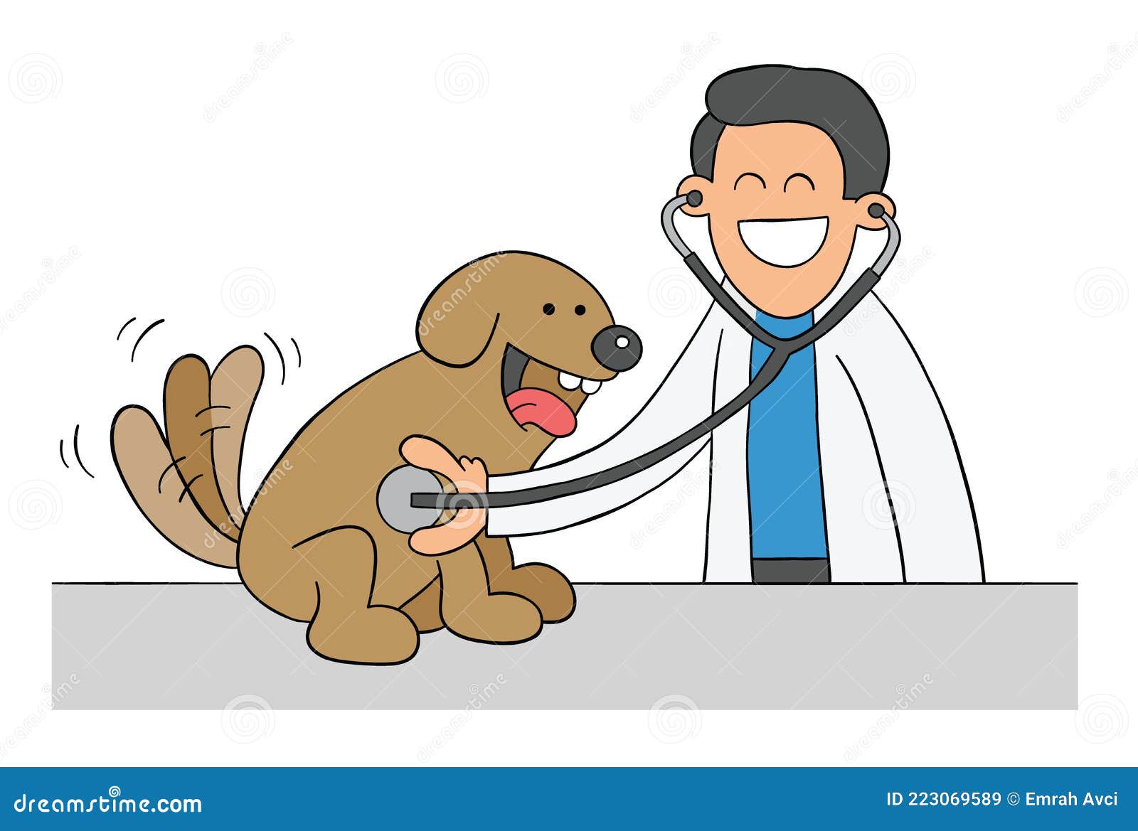 Veterinario De Dibujos Animados Examinando Perro Con Estetoscopio ... Veterinario De Dibujos Animados Examinando Perro Con Estetoscopio ...