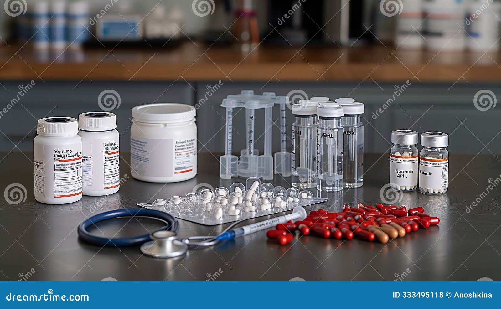 A Veterinary Assistant Labels Medication Bottles with Care Stock Photo ...