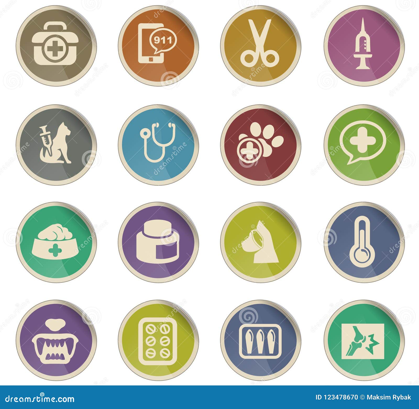 Veterinary clinic icon set stock vector. Illustration of medicine ...