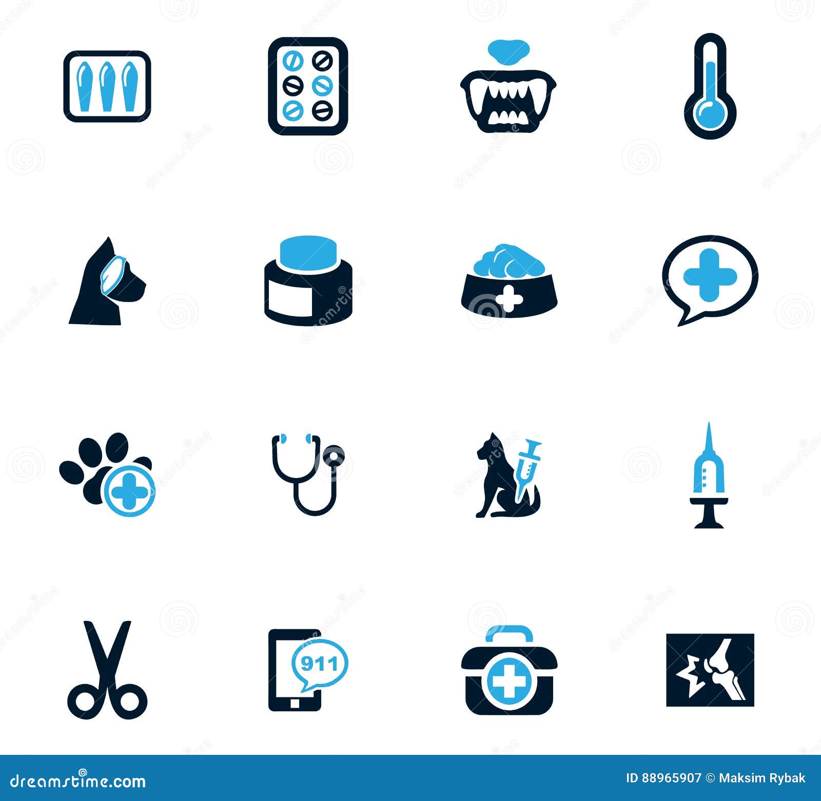 Veterinary Clinic Icons Set Stock Illustration - Illustration of heart ...