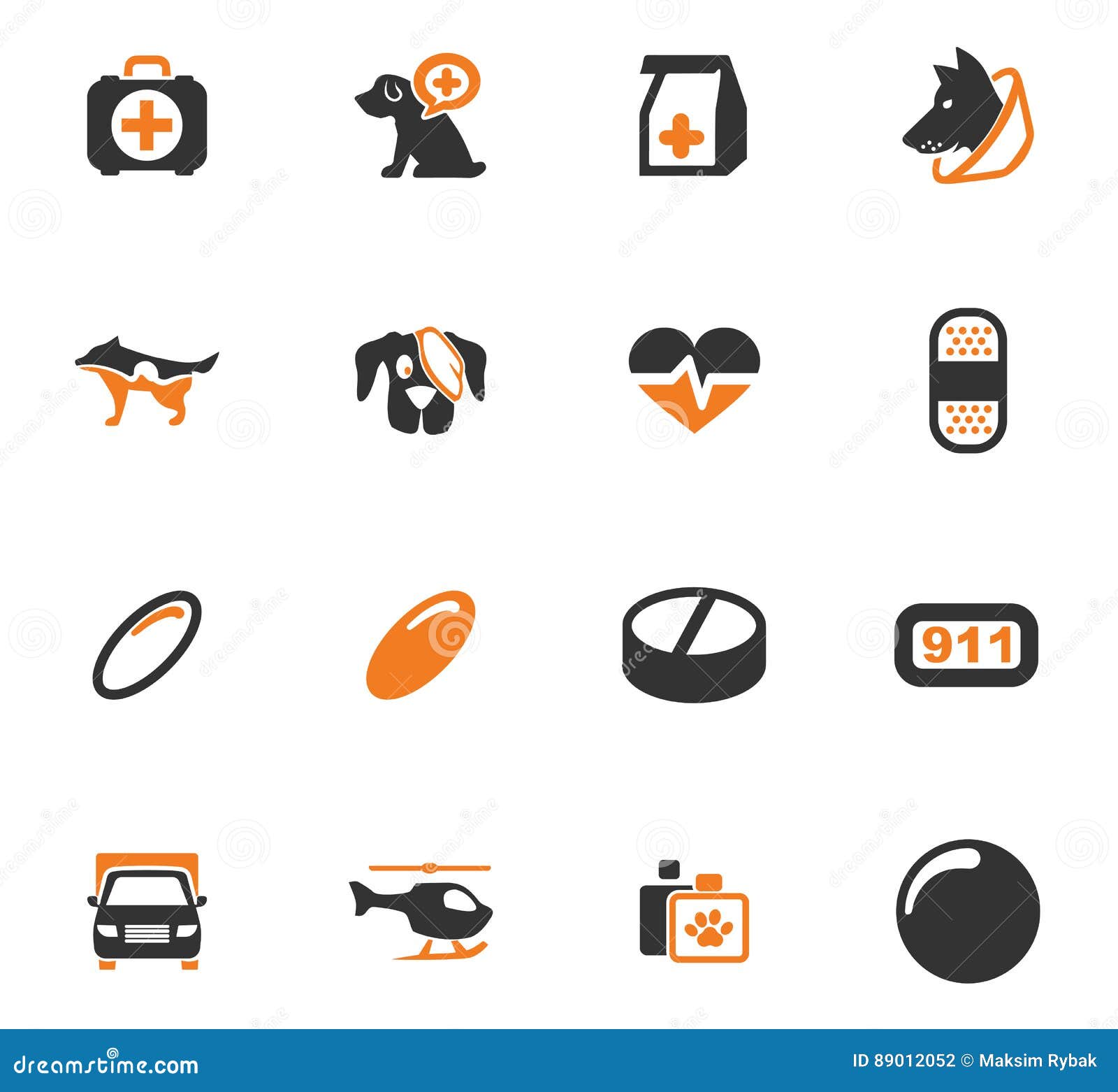 Veterinary Clinic Icons Set Stock Illustration - Illustration of health ...