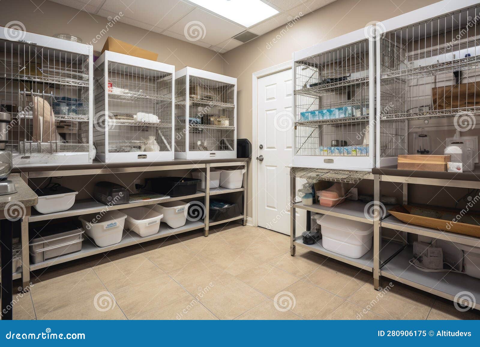 Veterinary Clinic, with Tools and Equipment Neatly Arranged on Shelves ...