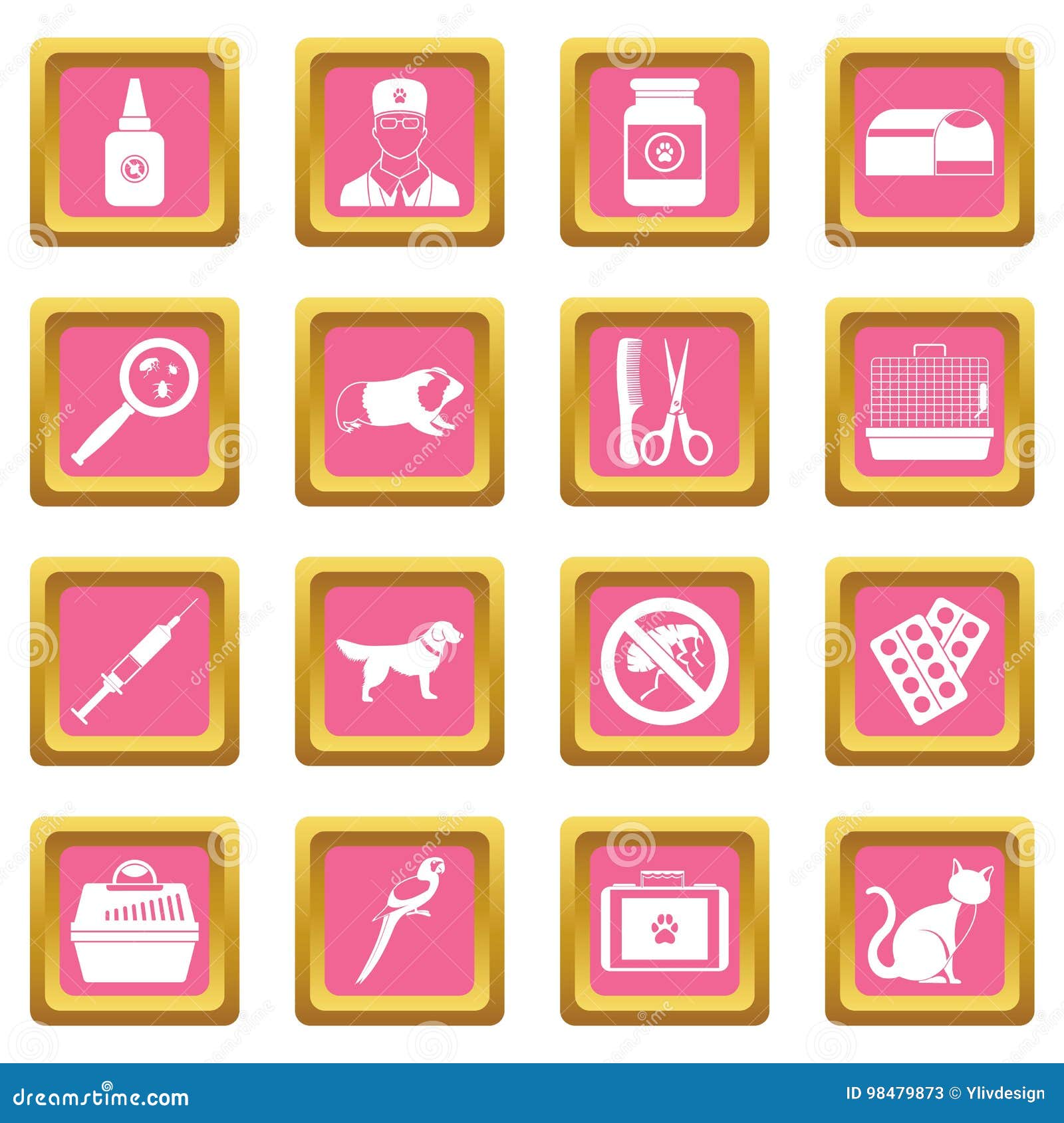 Veterinary icons pink stock vector. Illustration of pink - 98479873