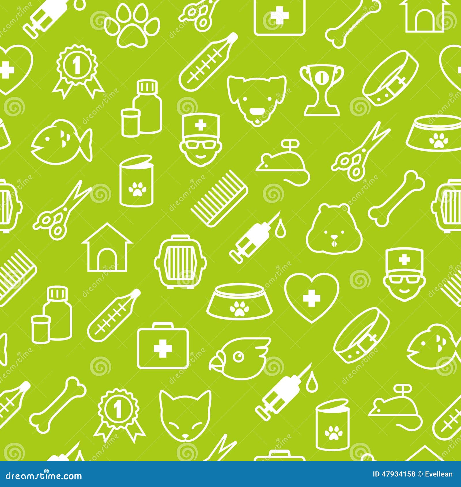 Veterinary Icons Seamless Background in Flat Style Stock Vector ...