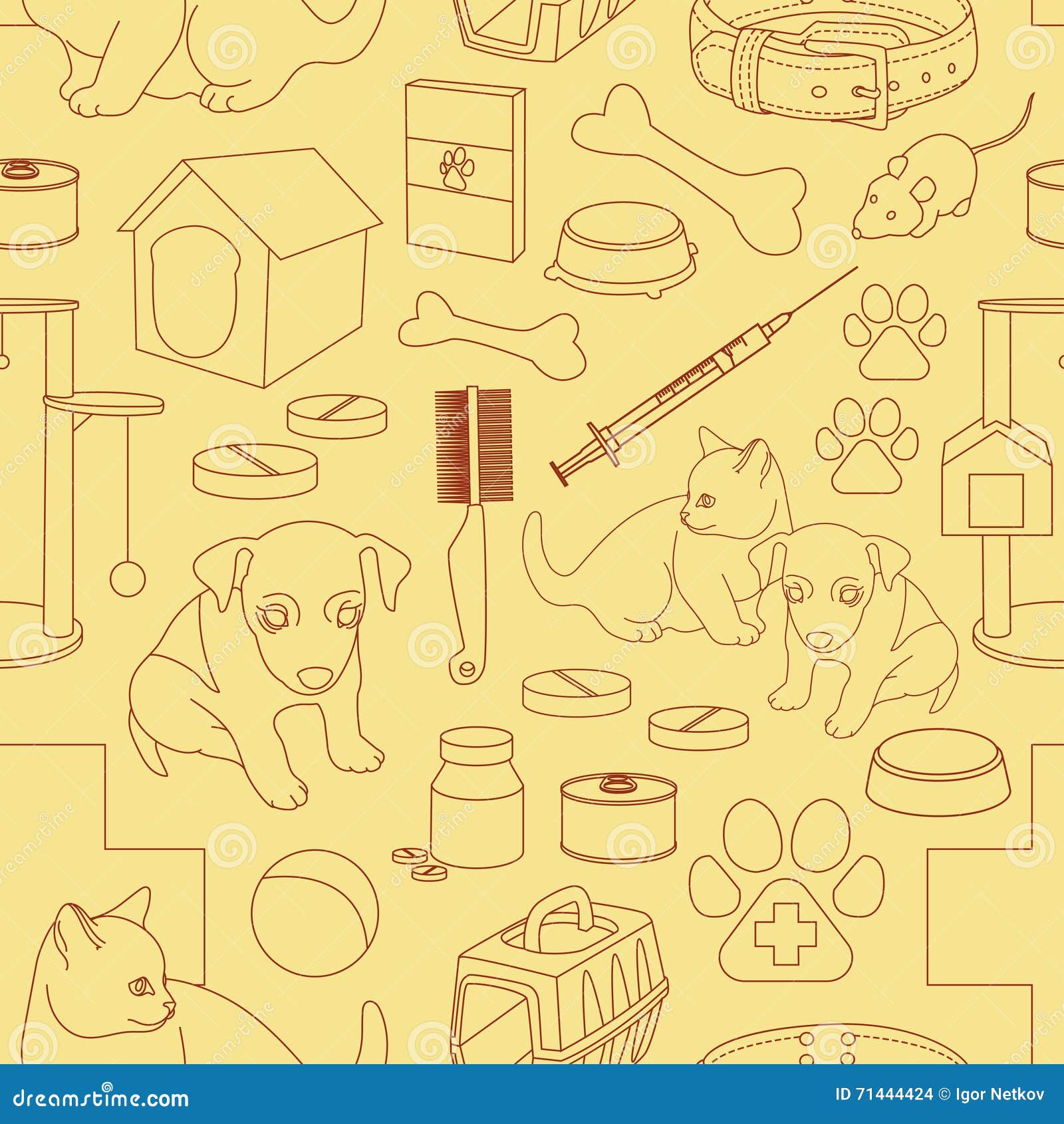 Veterinary Pet Icons Pattern Stock Vector - Illustration of fish ...