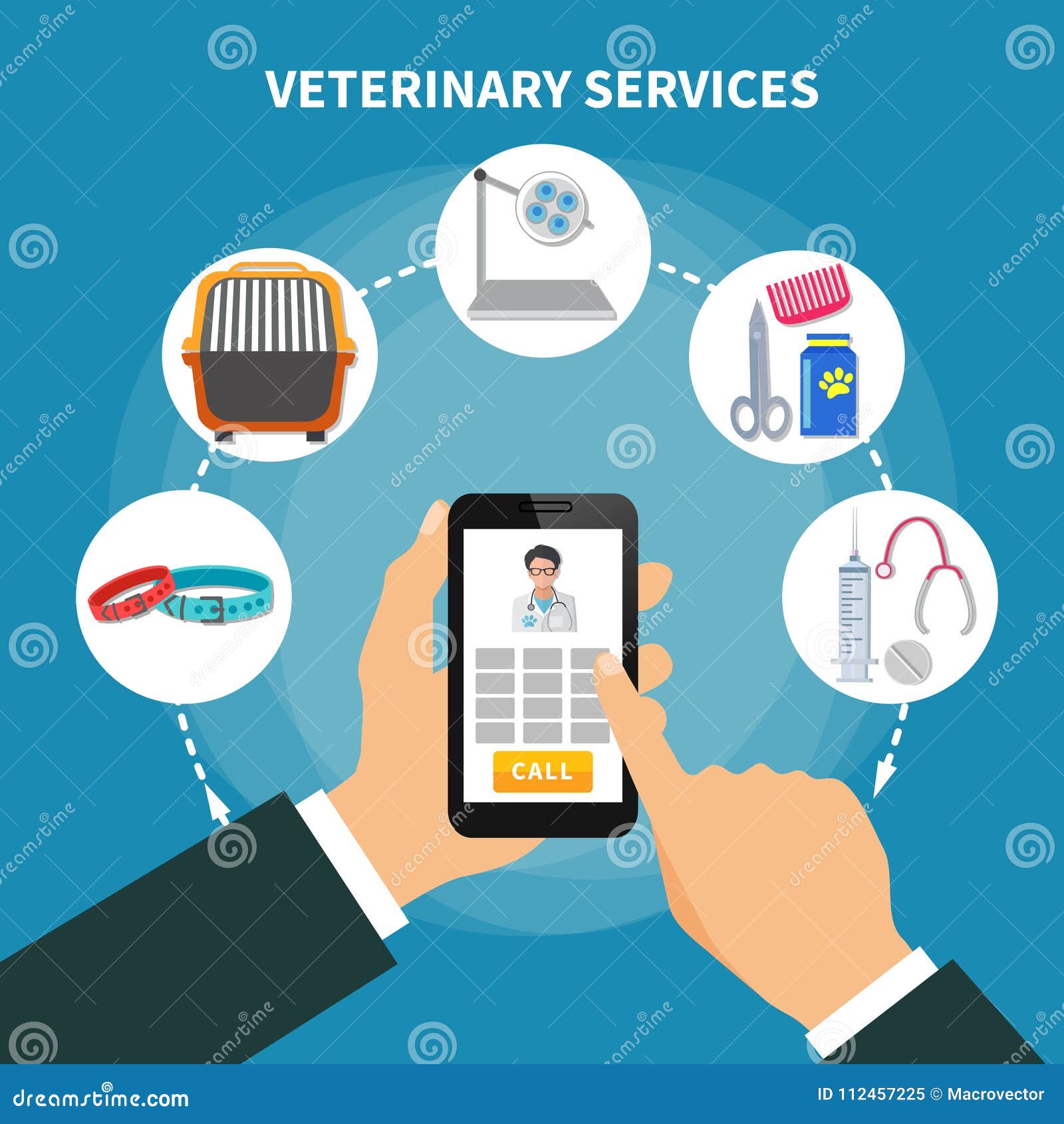 Veterinary Service Flat Composition Stock Vector - Illustration of ...