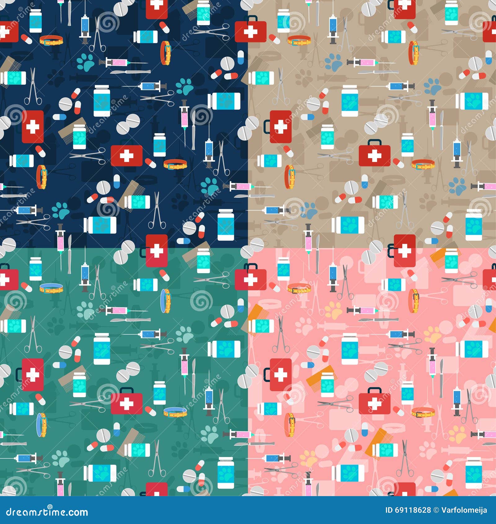 Veterinary Pattern Vector Pet Animal Puppy Kitty Character On Vetclinic ...