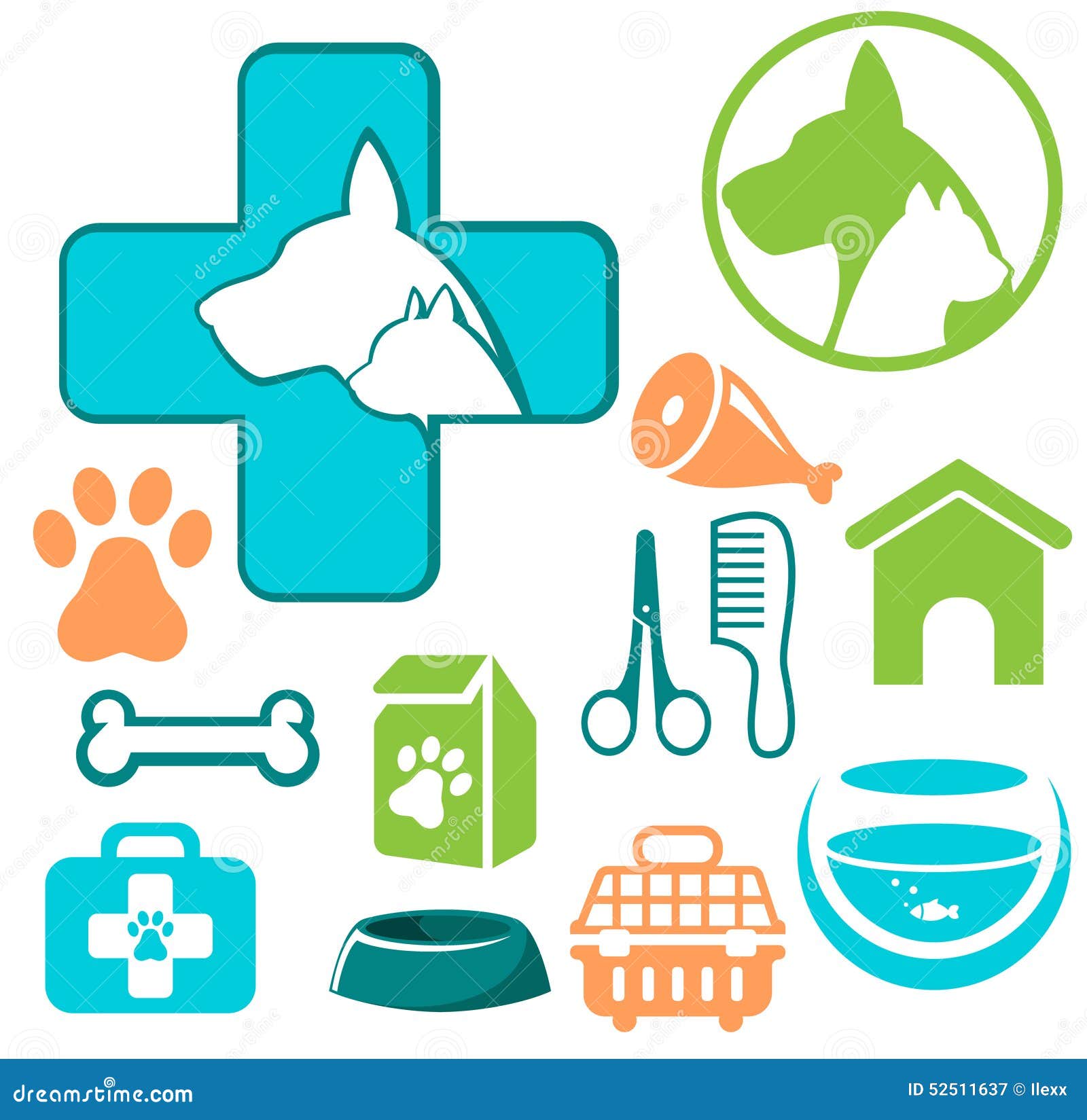 Veterinary Symbols With Pets And Medical Sign Vector Illustration ...