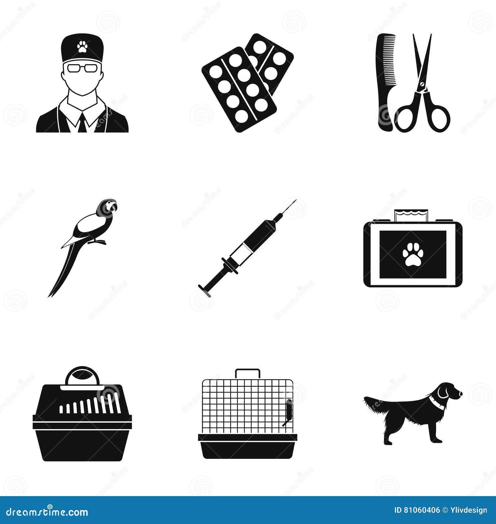 Veterinary Things Icons Set, Simple Style Stock Vector - Illustration ...