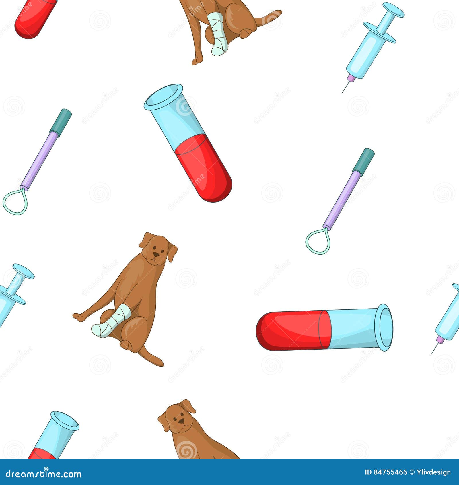 Veterinary Things Pattern, Cartoon Style Stock Vector - Illustration of ...