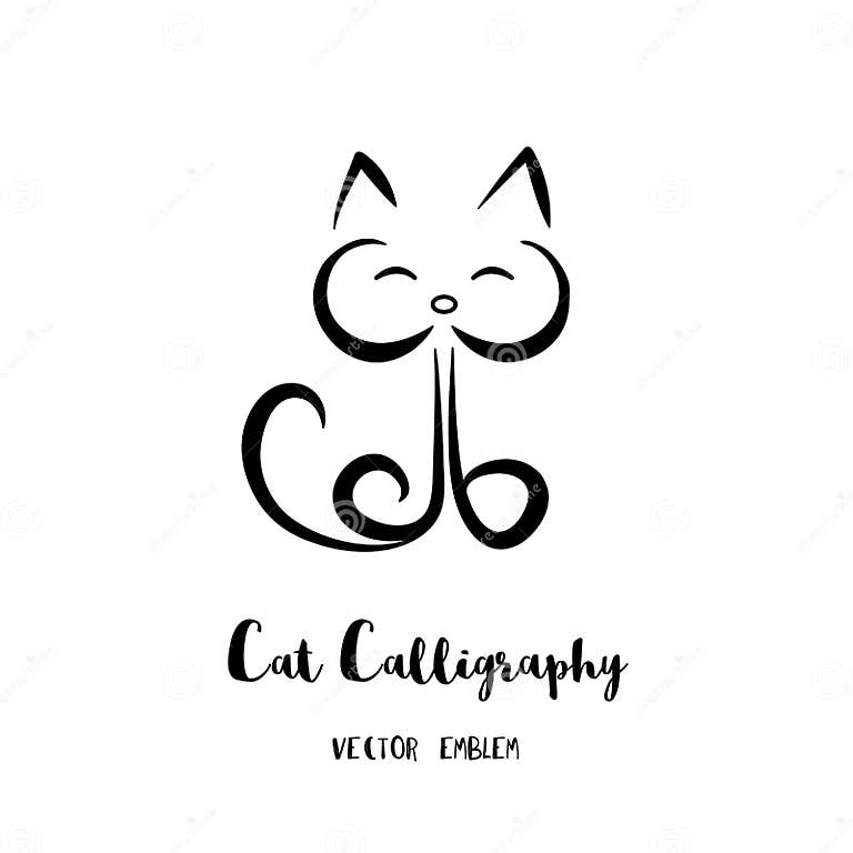 Vetor Cat Calligraphy Emblem Ilustração do Vetor - Ilustração de escova ...