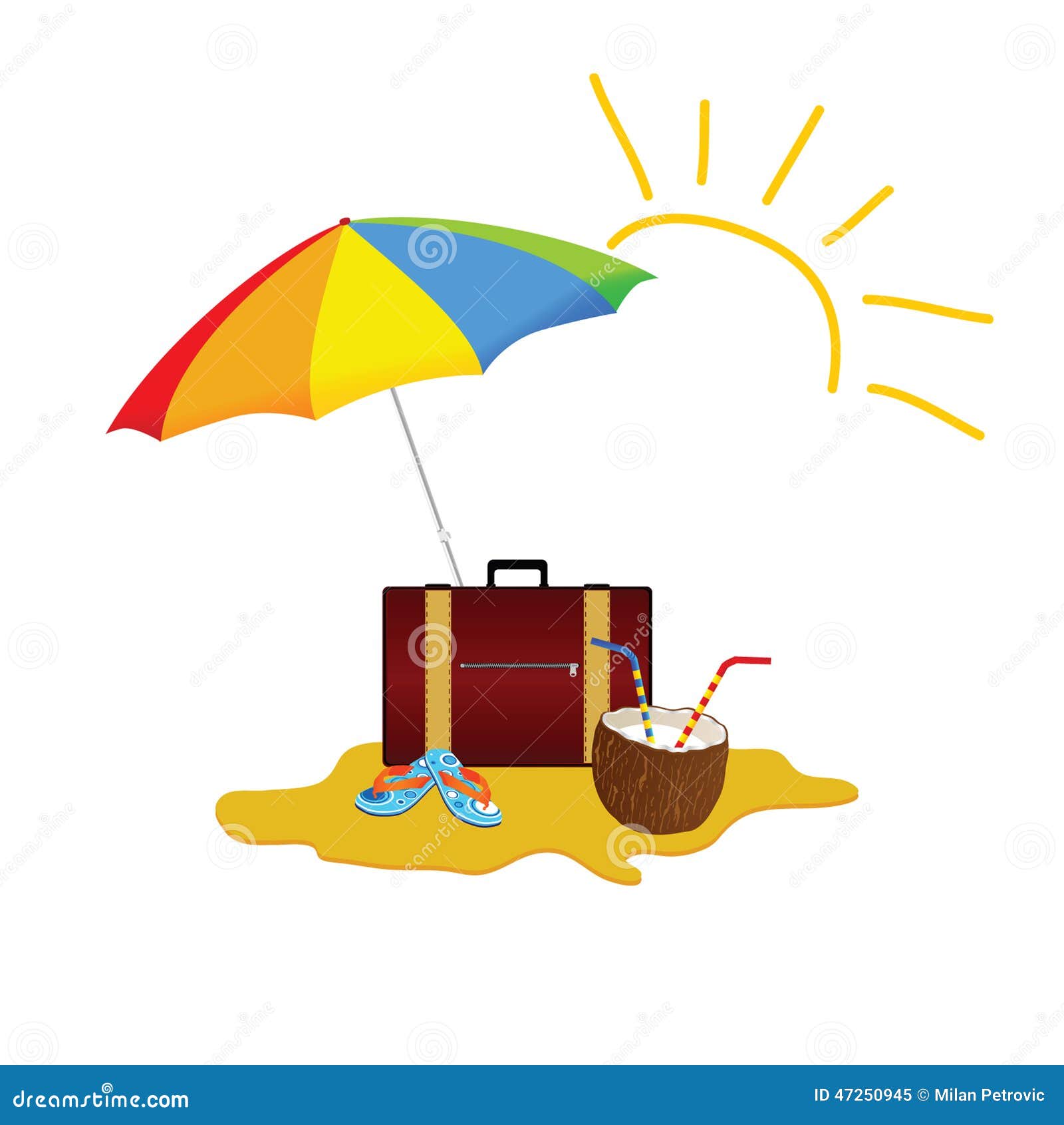 Vetor Da Arte Do Coco E Da Praia Ilustração do Vetor - Ilustração de ...