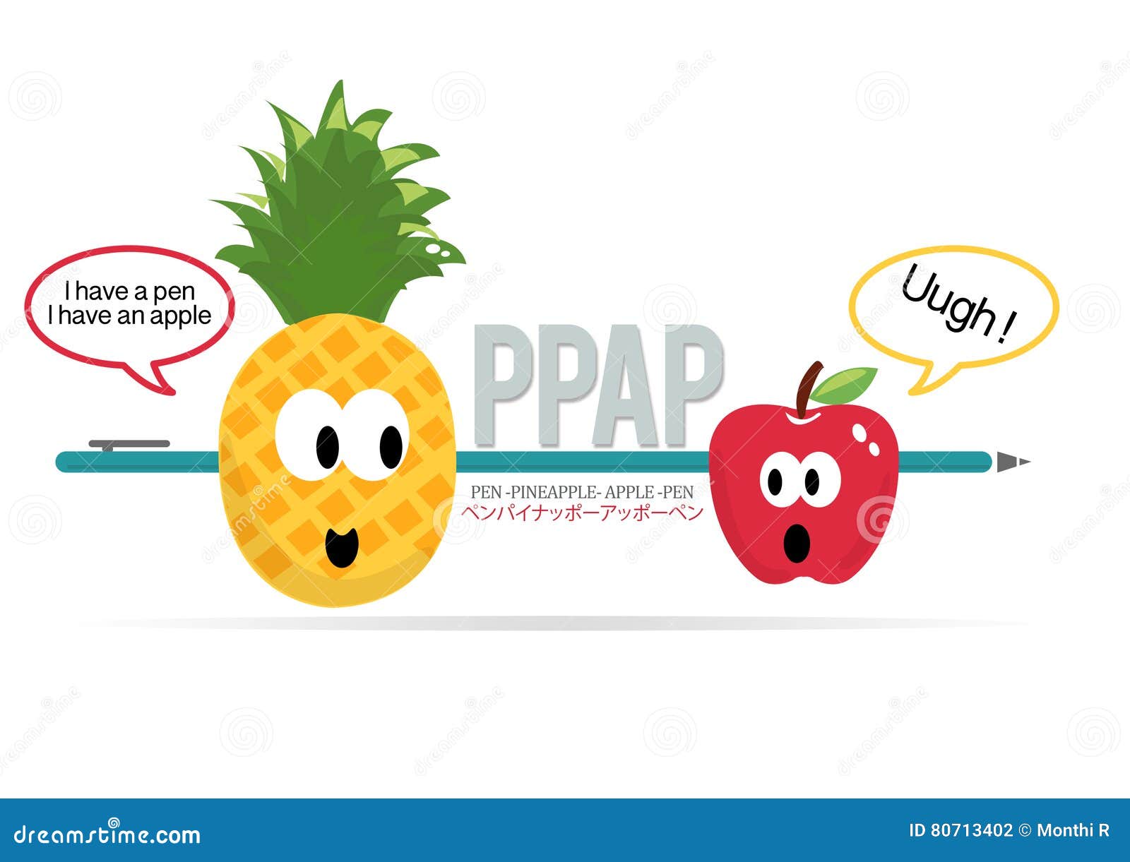 Vetor De PPAP Pen Pineapple Apple Pen Funny Ilustração Stock ...