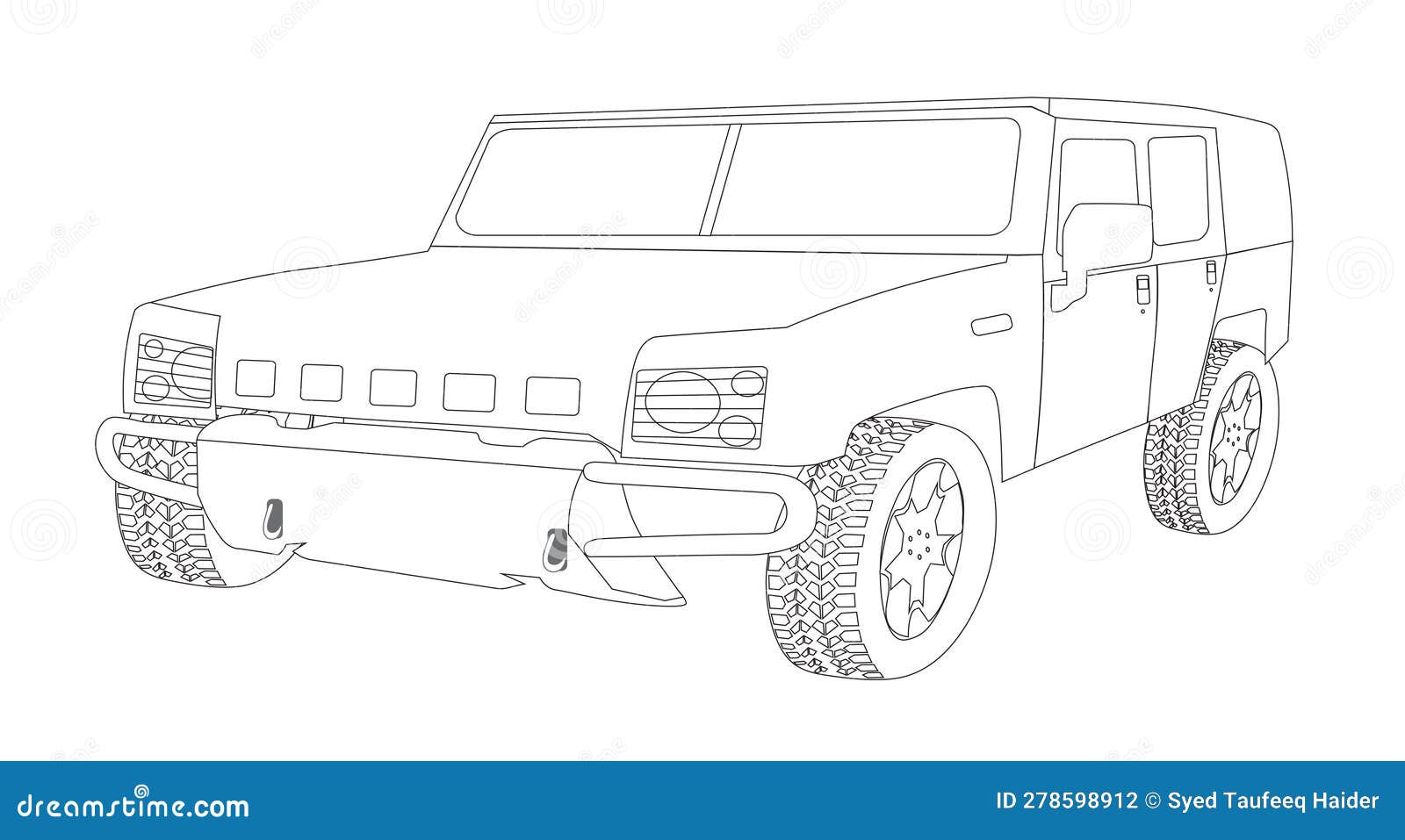 Vetor De Um Jipe 4x4 Preto E Branco Sem Cores Ilustração Stock ...