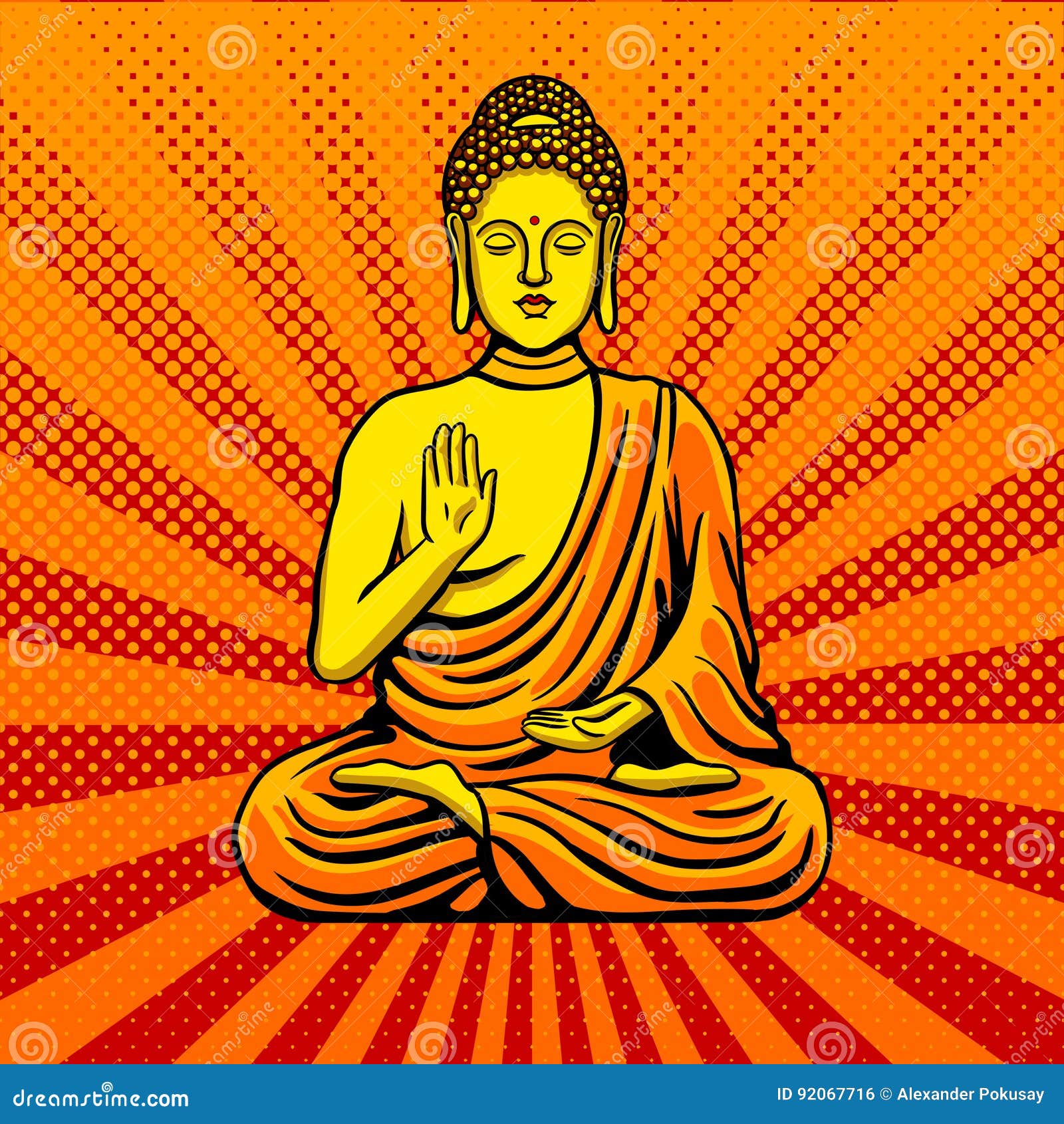 Vetor Do Estilo Do Pop Art Do Monumento Da Estátua Da Buda Ilustração ...