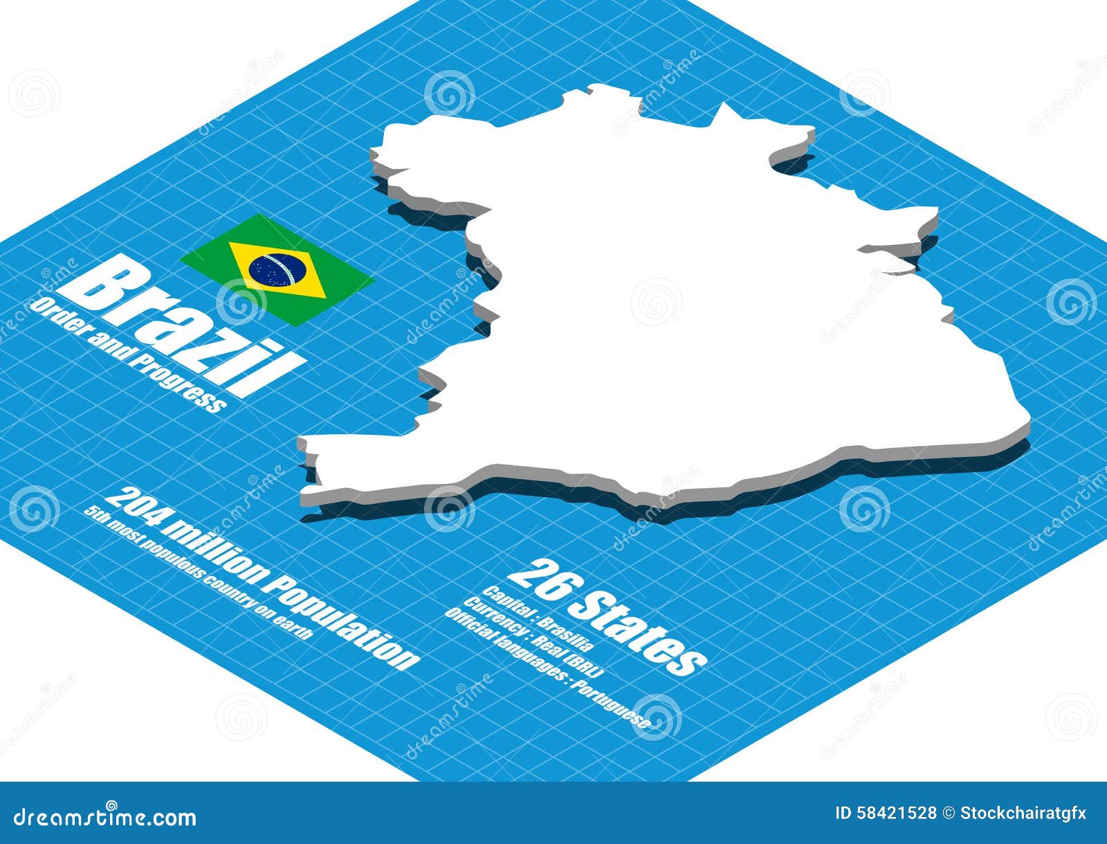 Vetor do mapa de Brasil ilustração do vetor. Ilustração de contorno ...