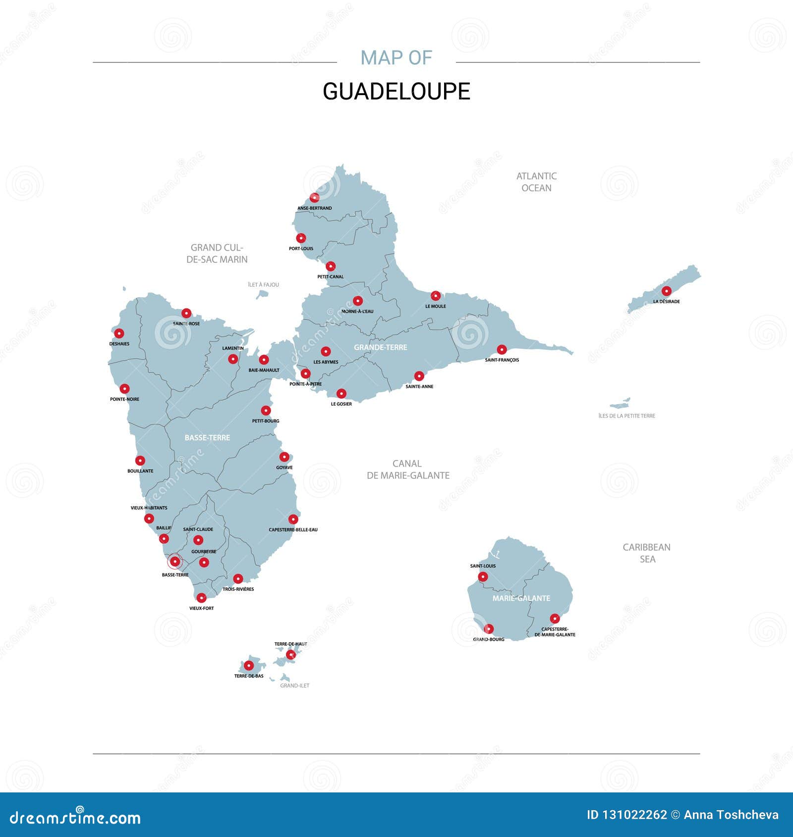 Vetor Do Mapa De Guadalupe Com Pino Vermelho Ilustração do Vetor ...