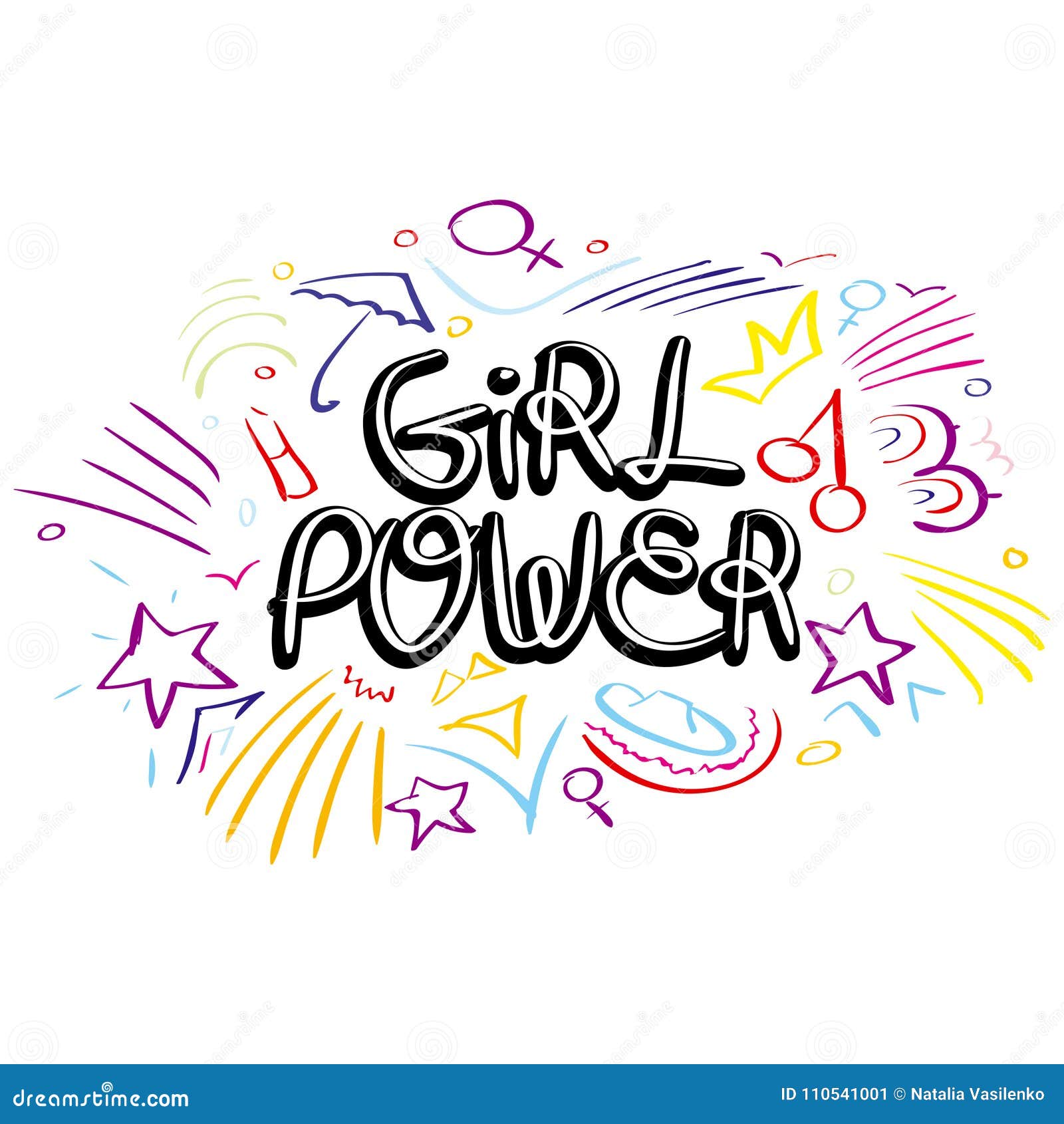 Vetor Do Poder Da Menina Slogan Inspirador Da Mulher Ilustração do ...