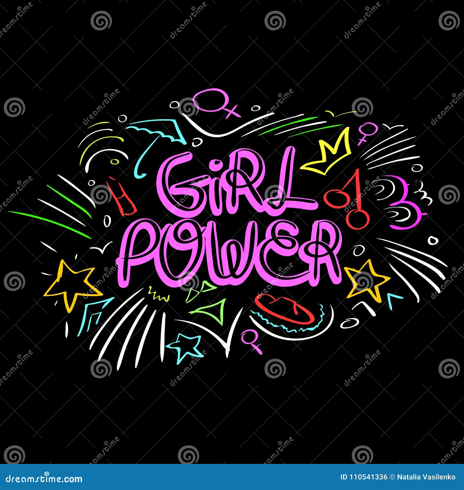 Vetor Do Poder Da Menina Slogan Inspirador Da Mulher Ilustração do ...